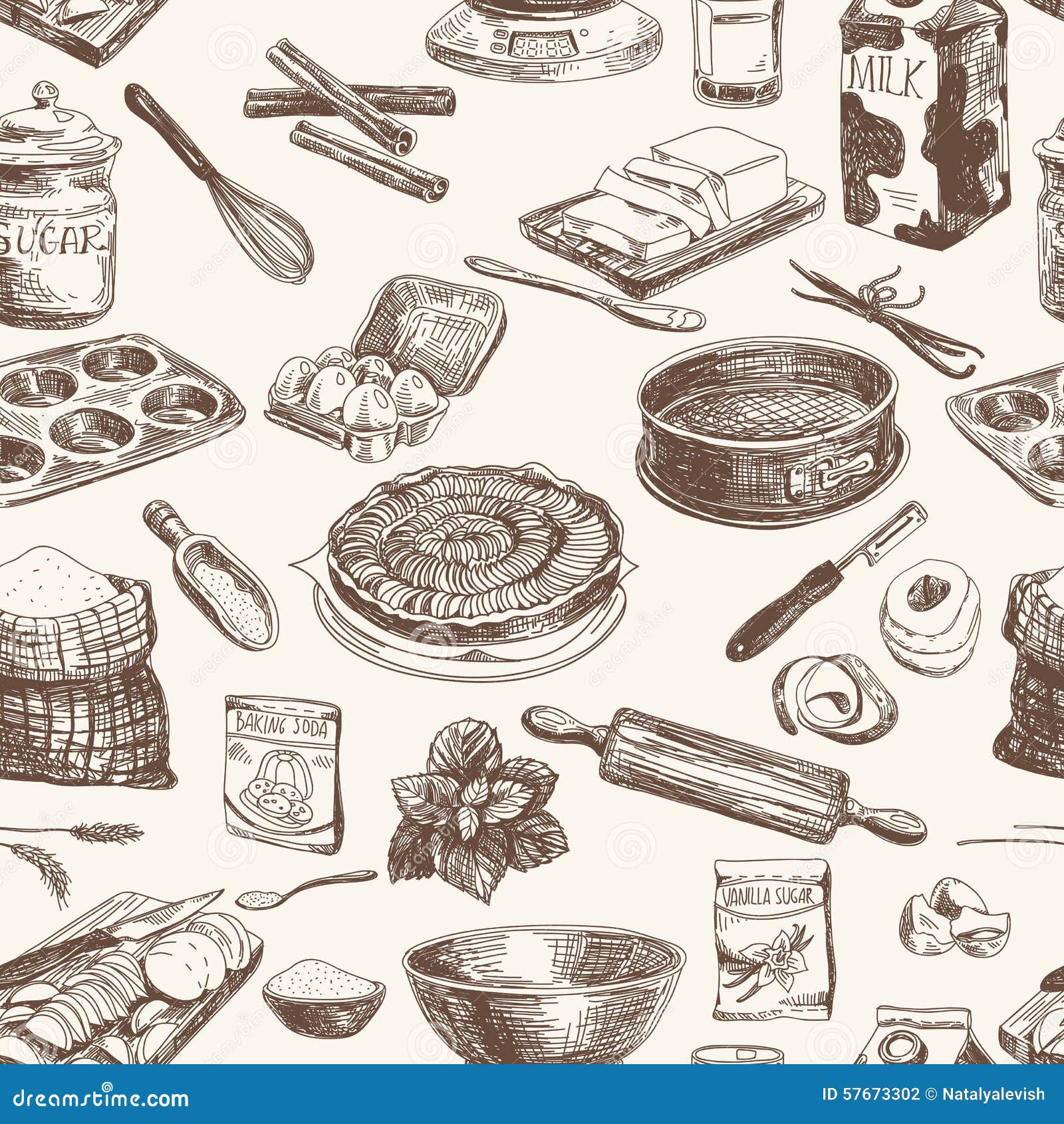 Vector Seamless Bakery Pattern. Repeating Abstract Stock Vector ...