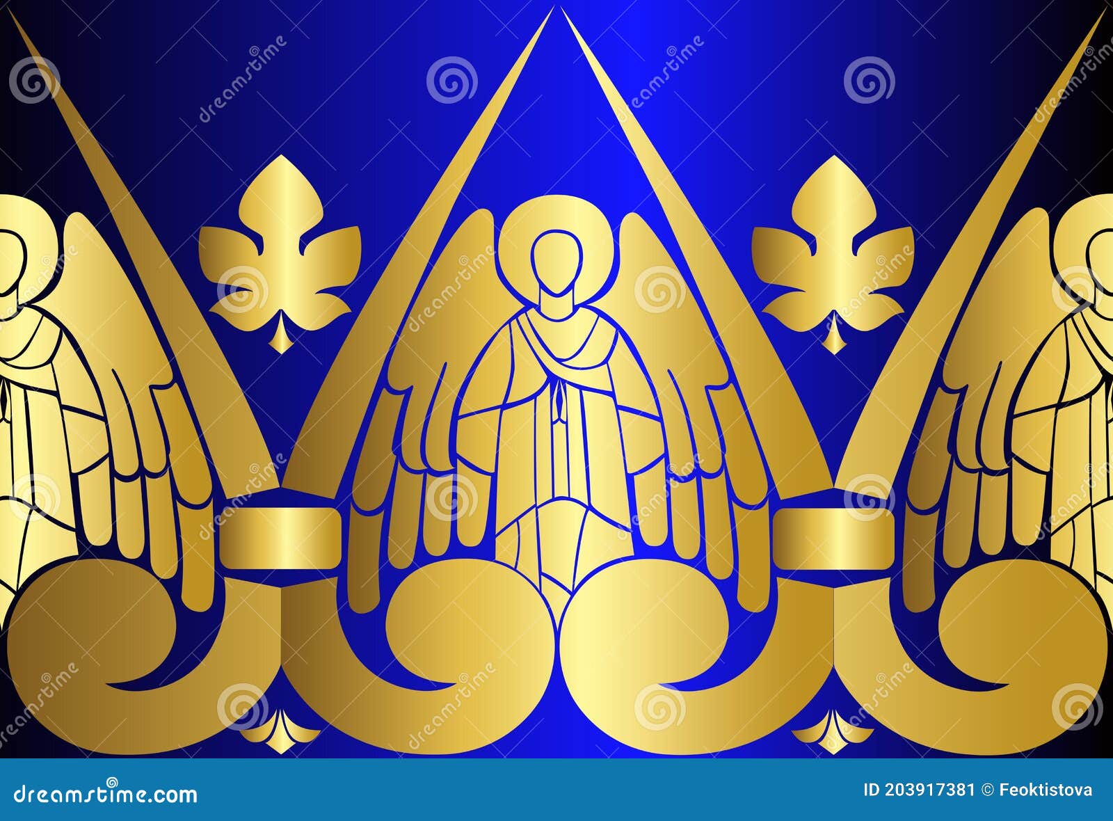 Vector Seamless Baroque Pattern of Winged Angels Stock Vector ...