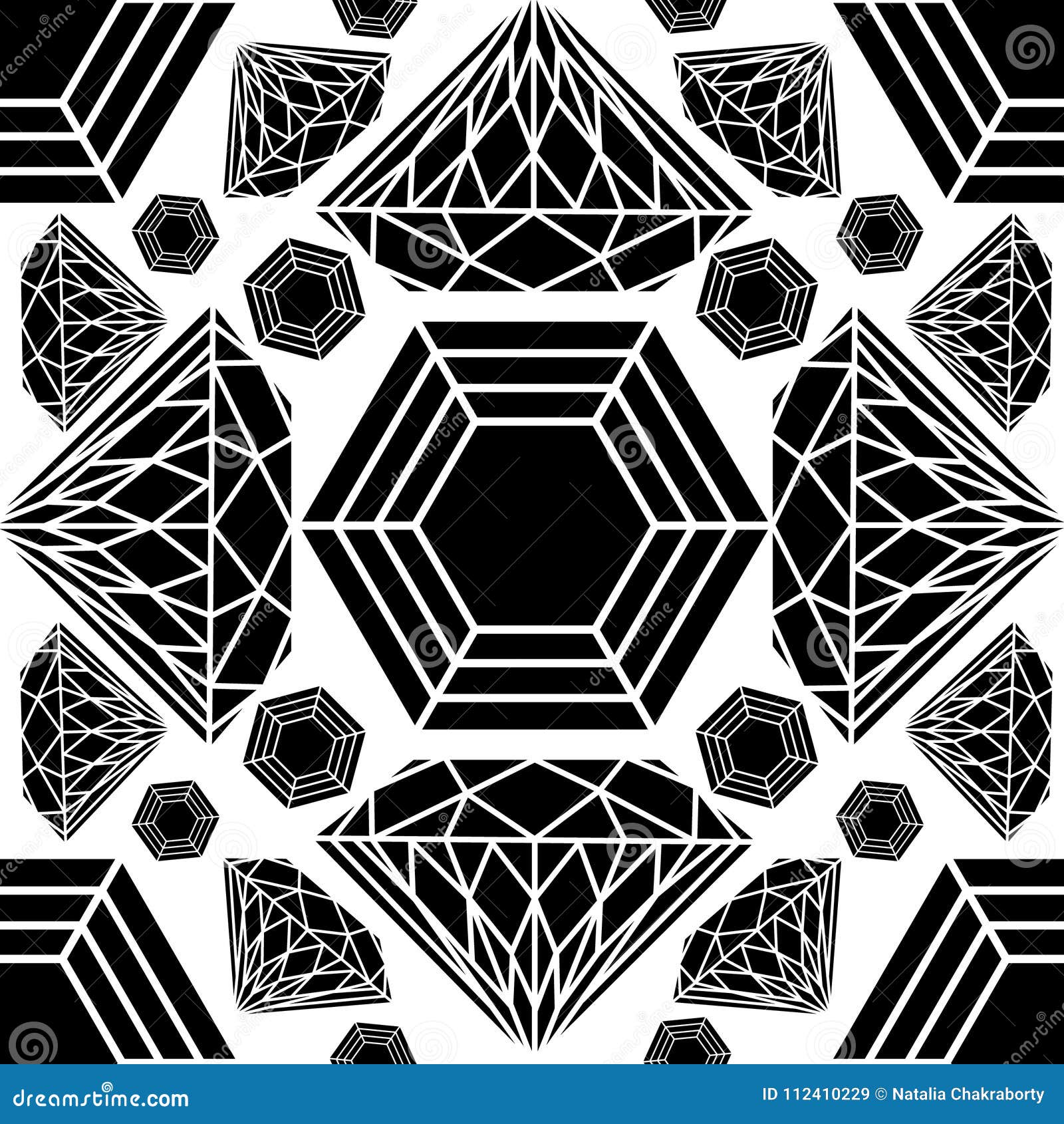 Vector Seamless Black Pattern from Diamonds Stock Vector - Illustration ...