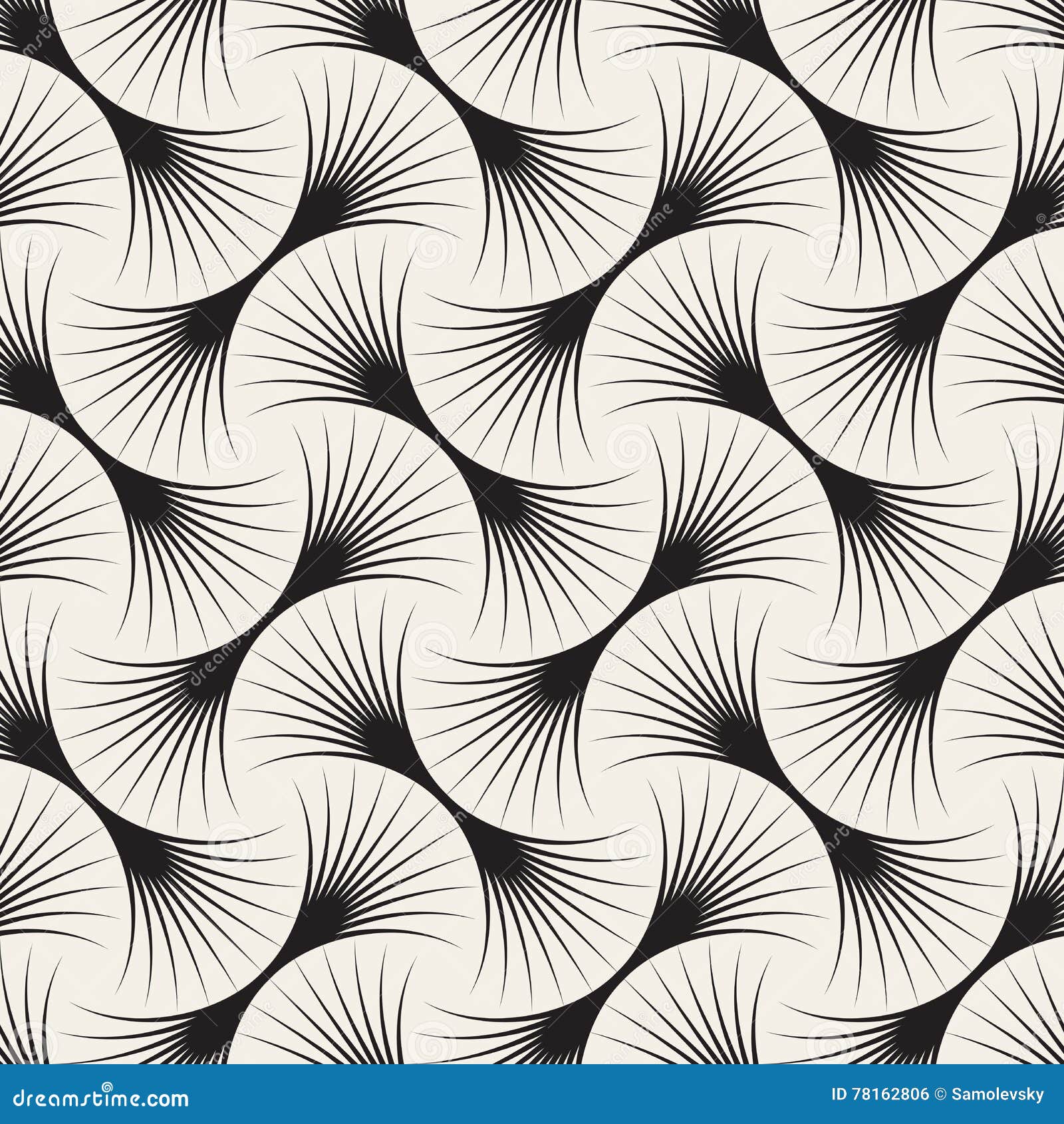 Vector Seamless Black and White Arc Lines Grid Pattern Stock Vector ...