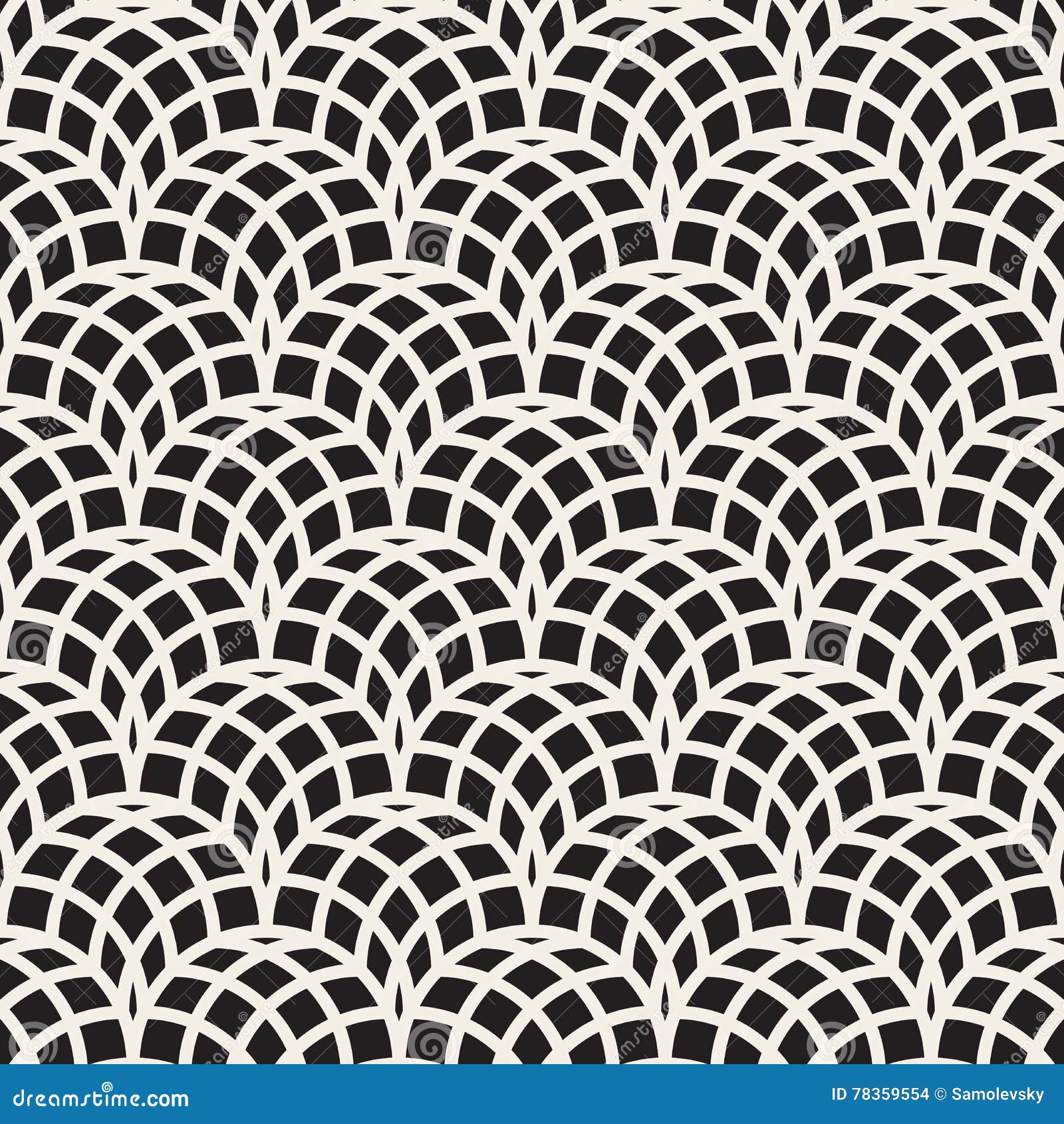 Vector Seamless Black and White Arc Shape Line Lattice Pattern Stock ...