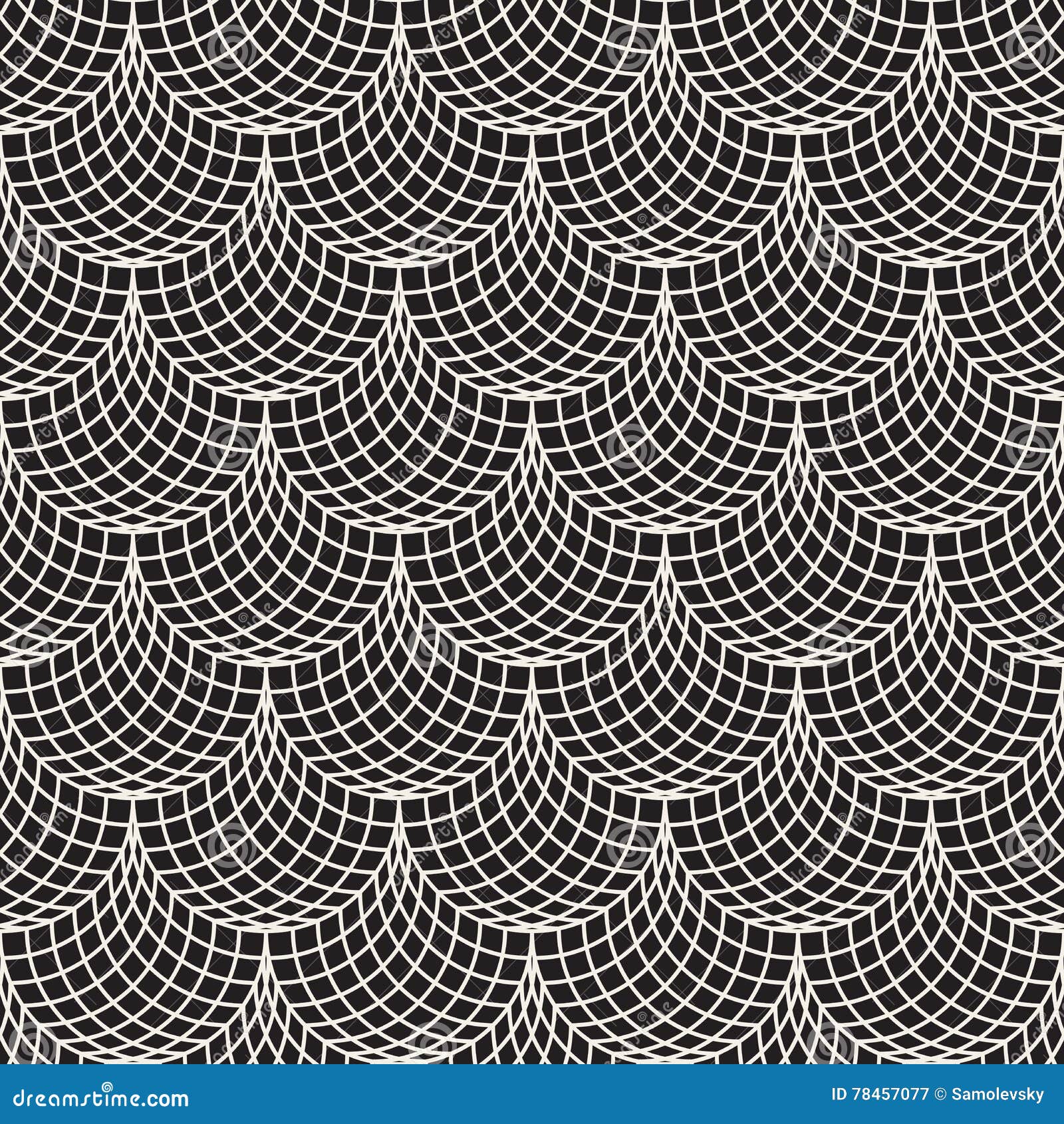 Vector Seamless Black and White Arc Shape Line Lattice Pattern Stock ...