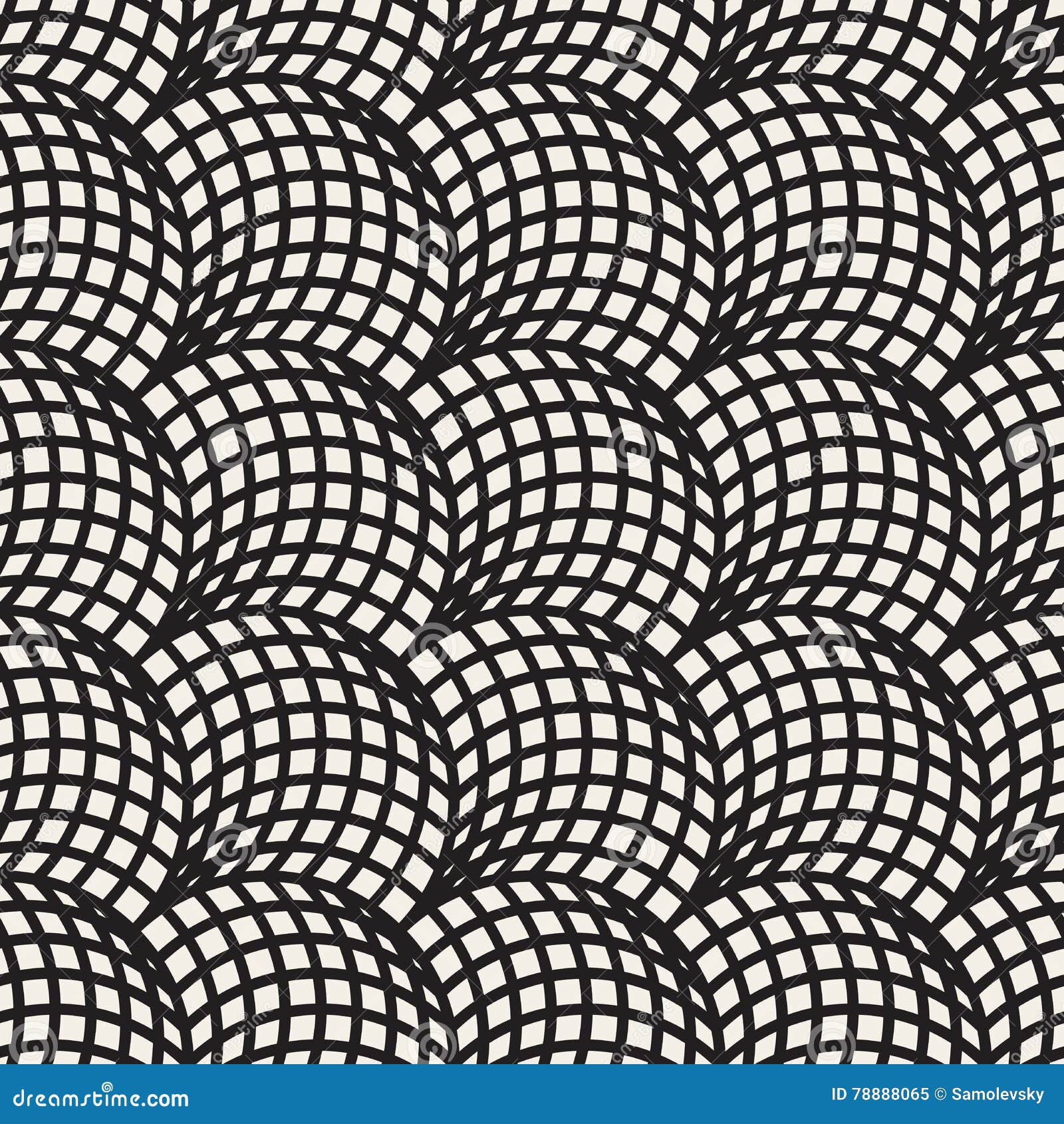 Vector Seamless Black and White Arc Shape Line Lattice Pattern Stock ...