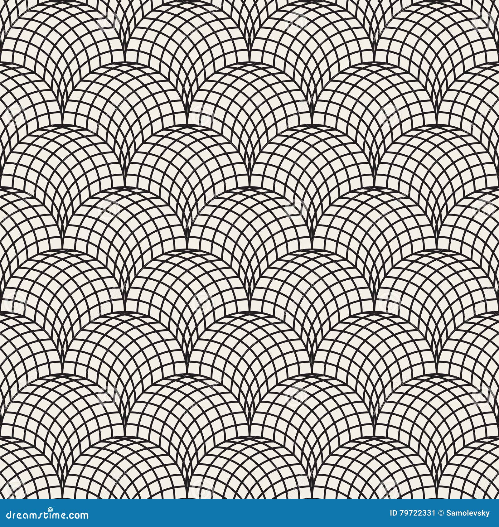 Vector Seamless Black and White Arc Shape Line Lattice Pattern Stock ...