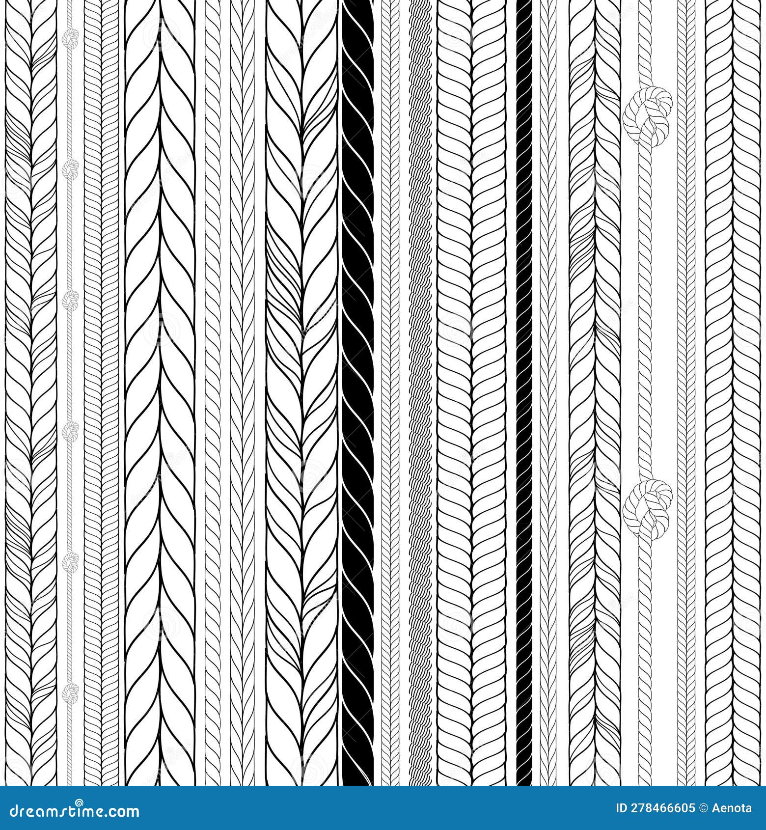 Vector Seamless Black And White Braids And Cords Background Repeating ...