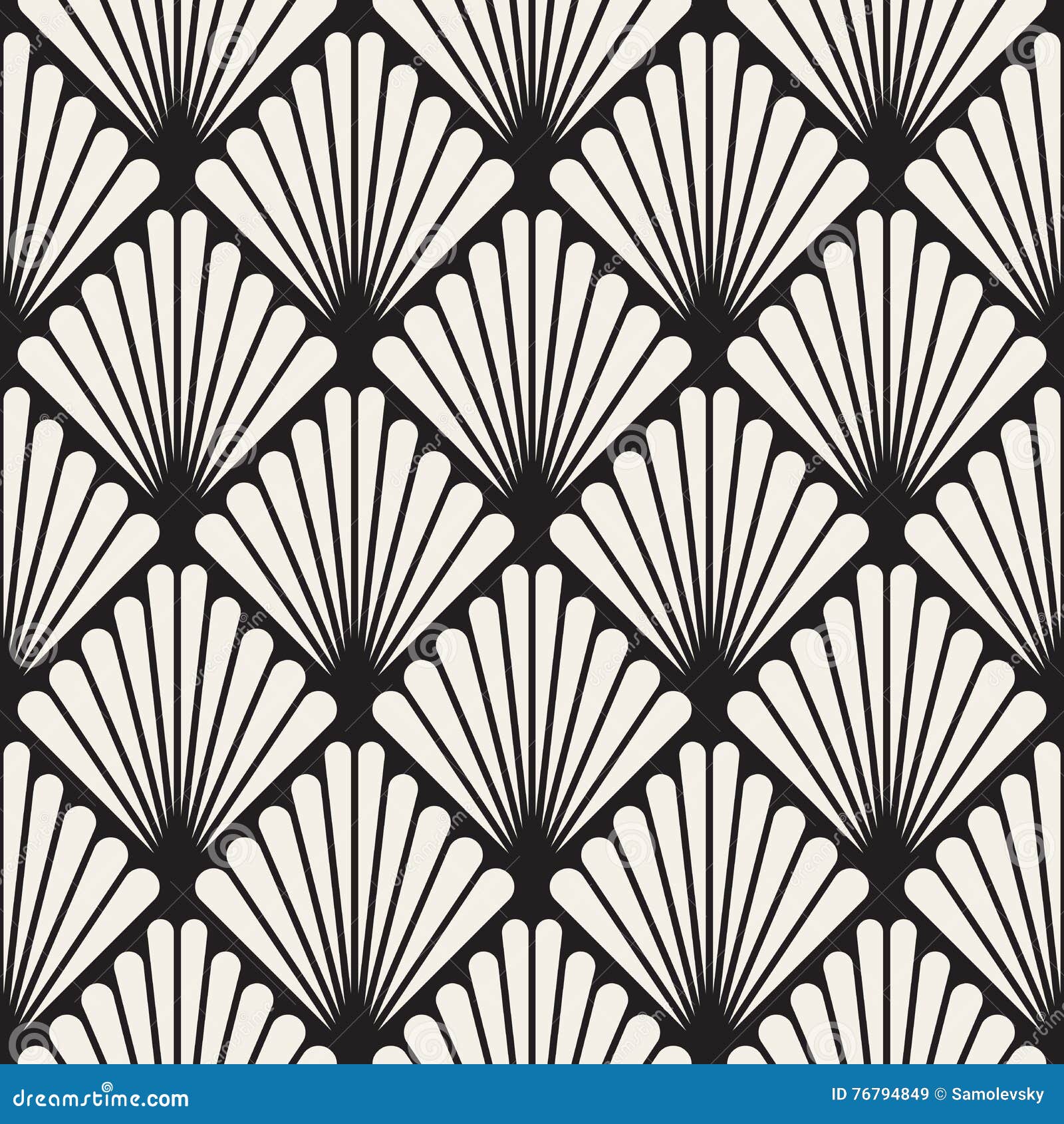 Vector Seamless Black and White Burst Lines Geometric Pattern Stock ...