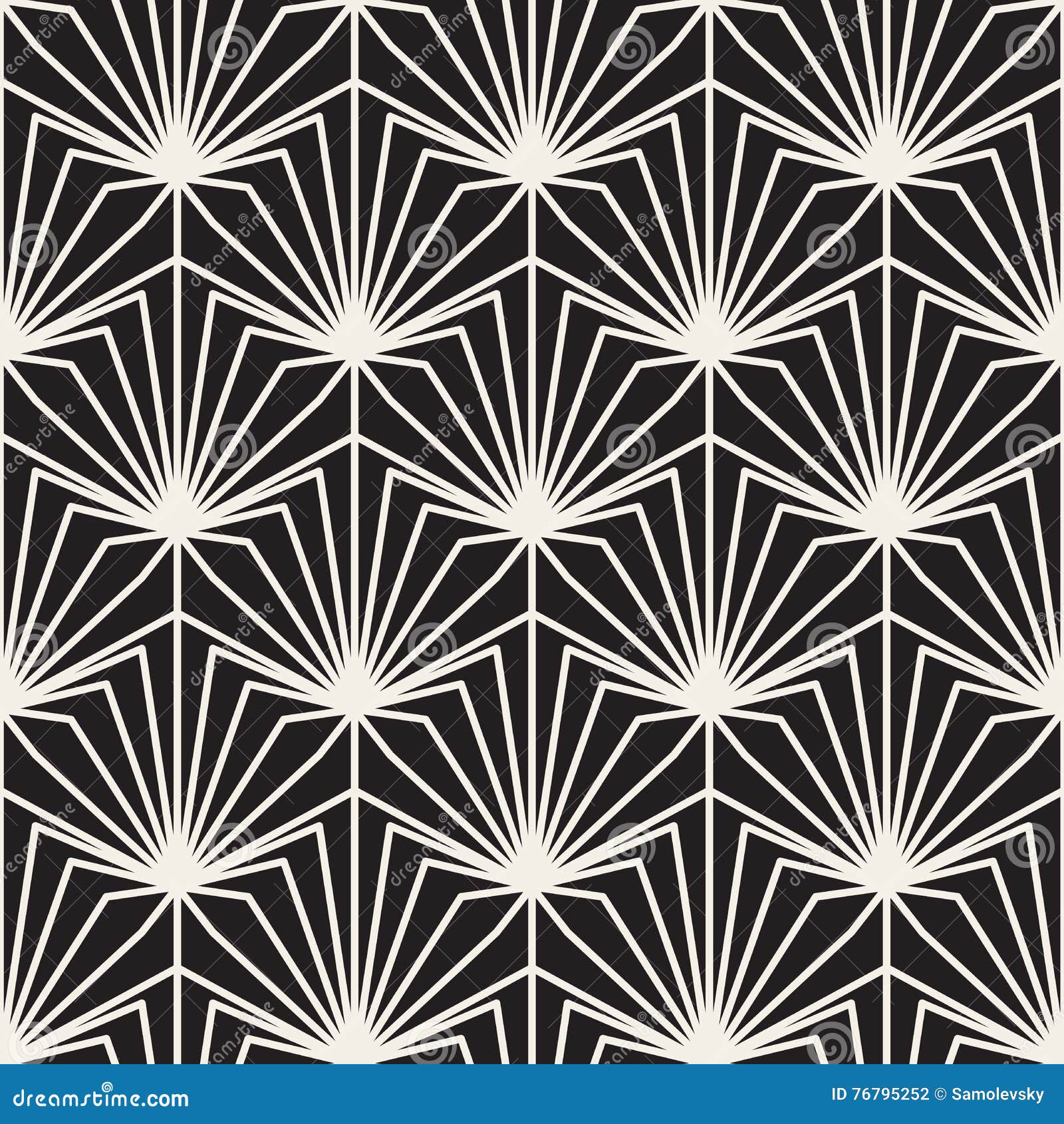 Vector Seamless Black and White Burst Lines Geometric Pattern Stock ...
