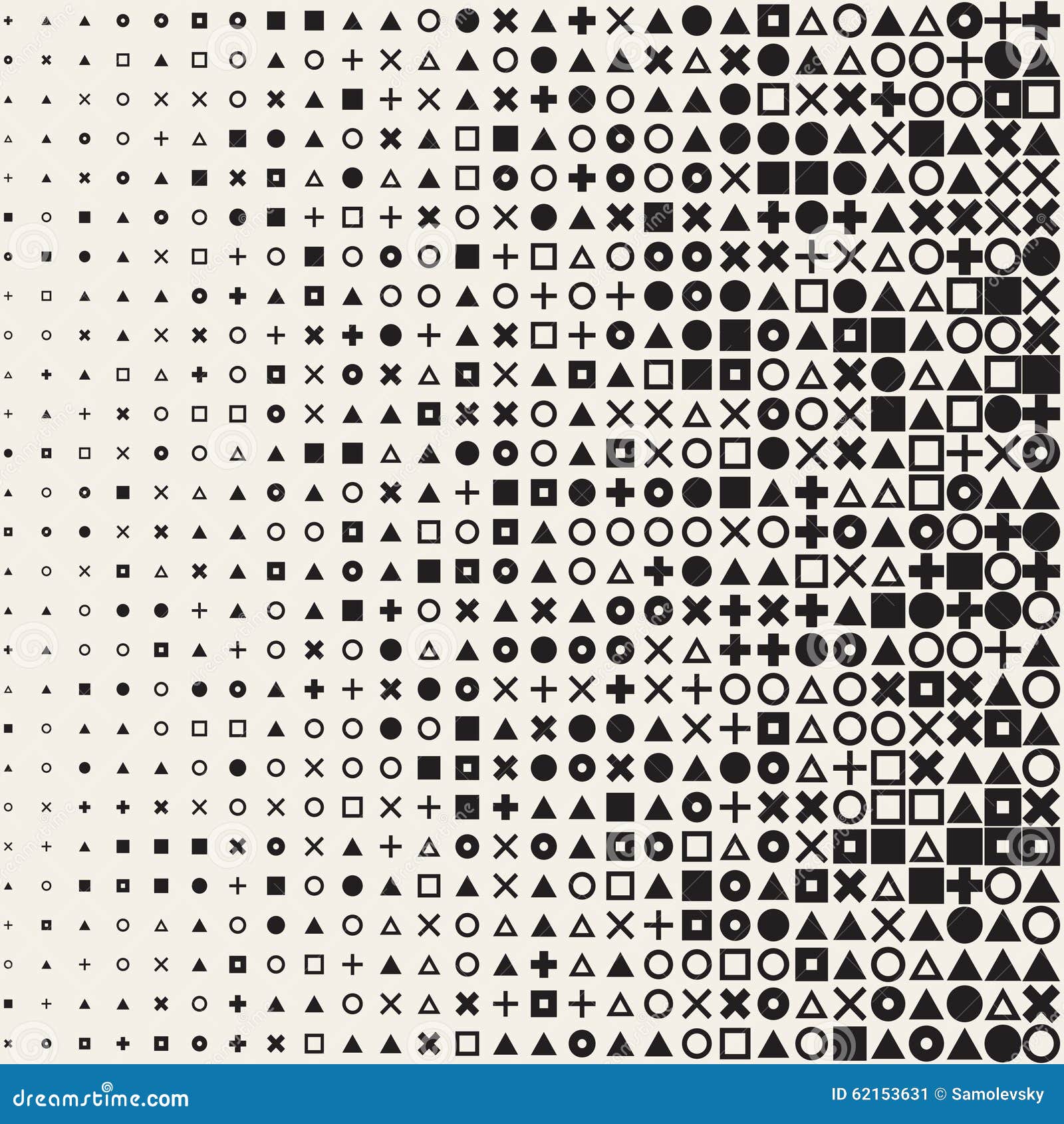 Vector Seamless Black and White Circle Square Cross Triangle Shapes ...