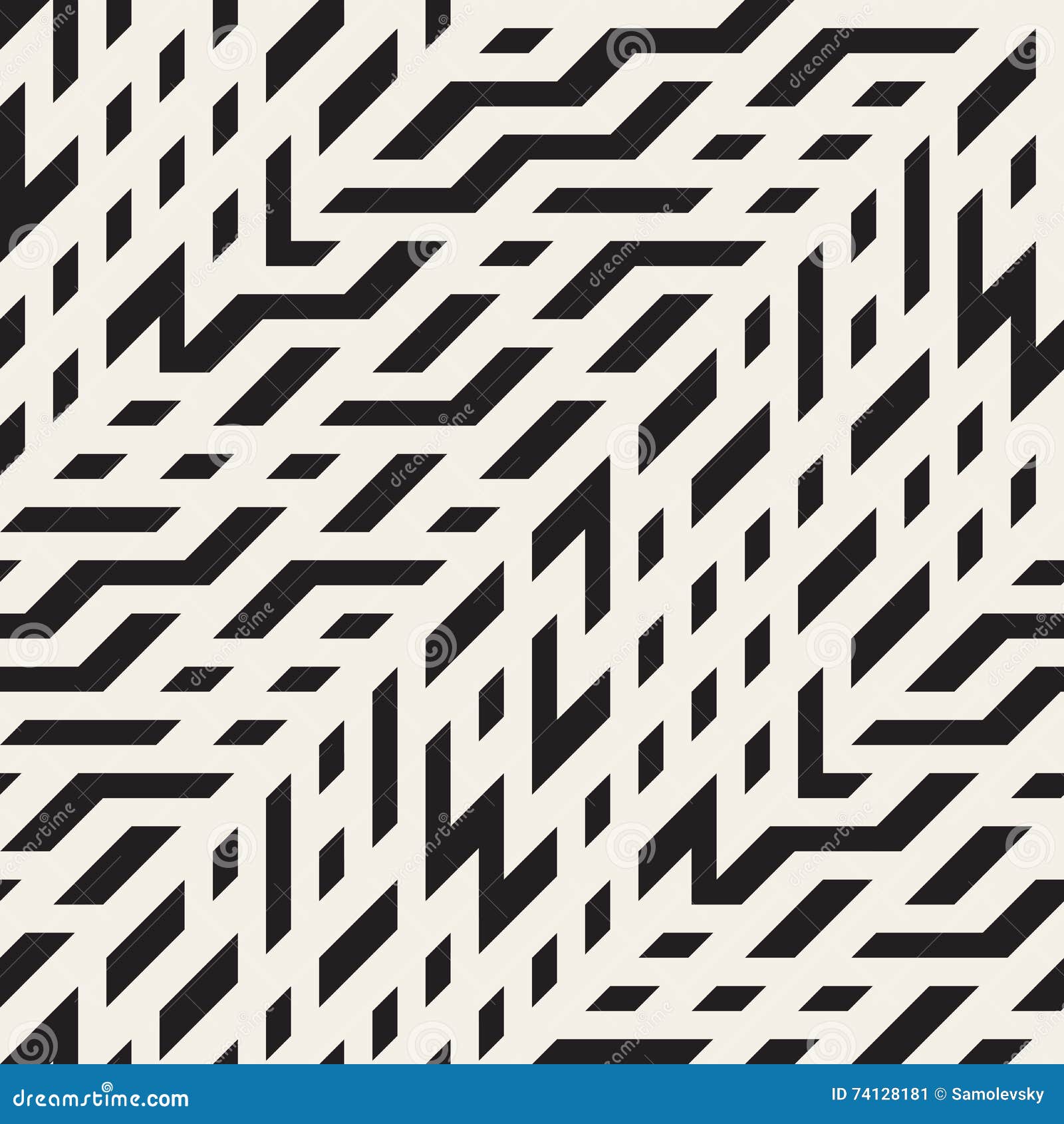 Vector Seamless Black and White Diagonal Techno Lines Irregular Pattern ...