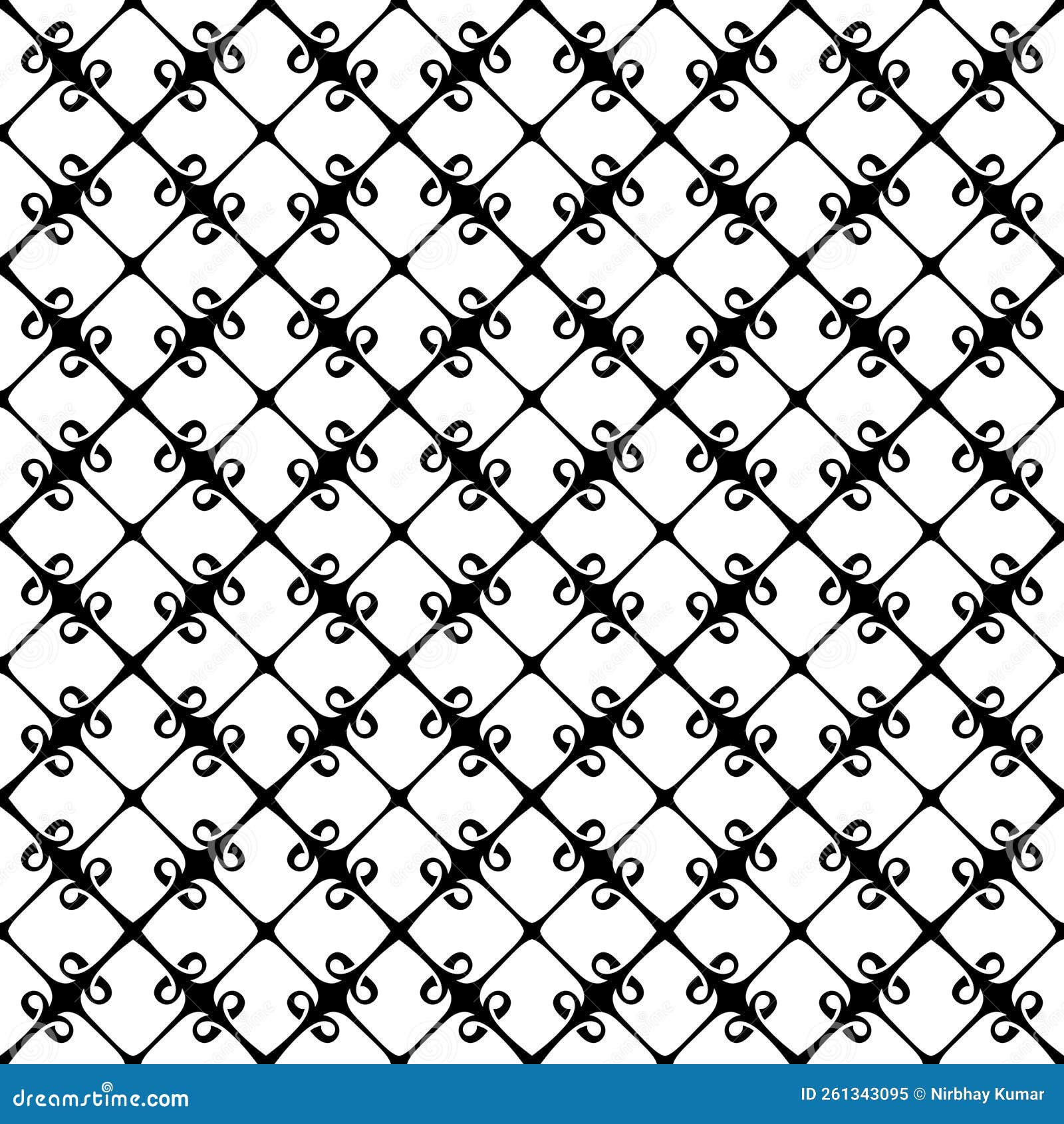 Vector Seamless Black and White Floral Organic Triangle Lines Hexagonal ...