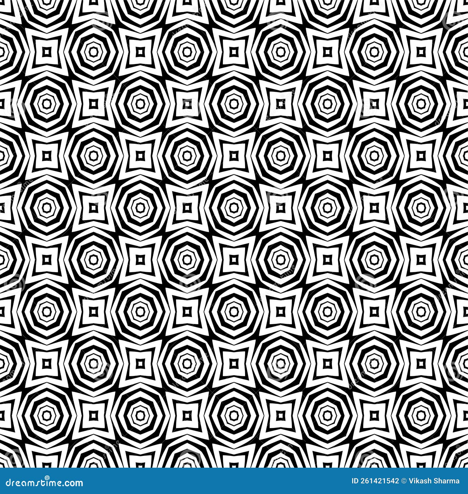 Vector Seamless Black and White Floral Organic Triangle Lines Hexagonal ...