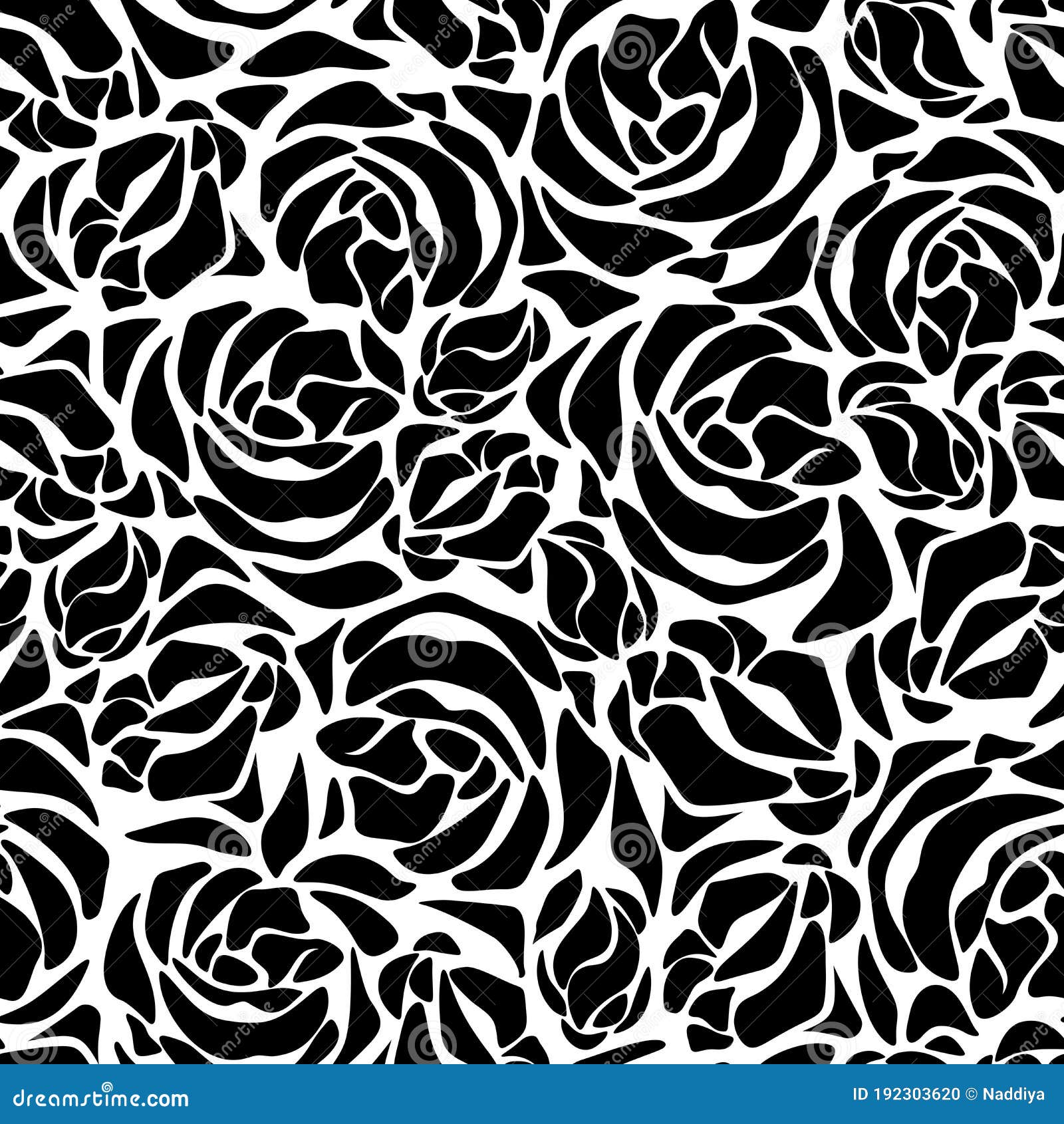 Seamless Black and White Floral Pattern. Vector Illustration. Stock ...