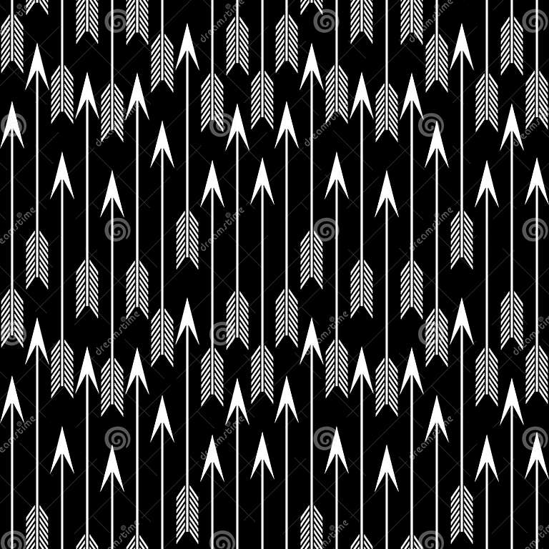 Vector Seamless Black and White Geometric Arrow Pattern Background ...