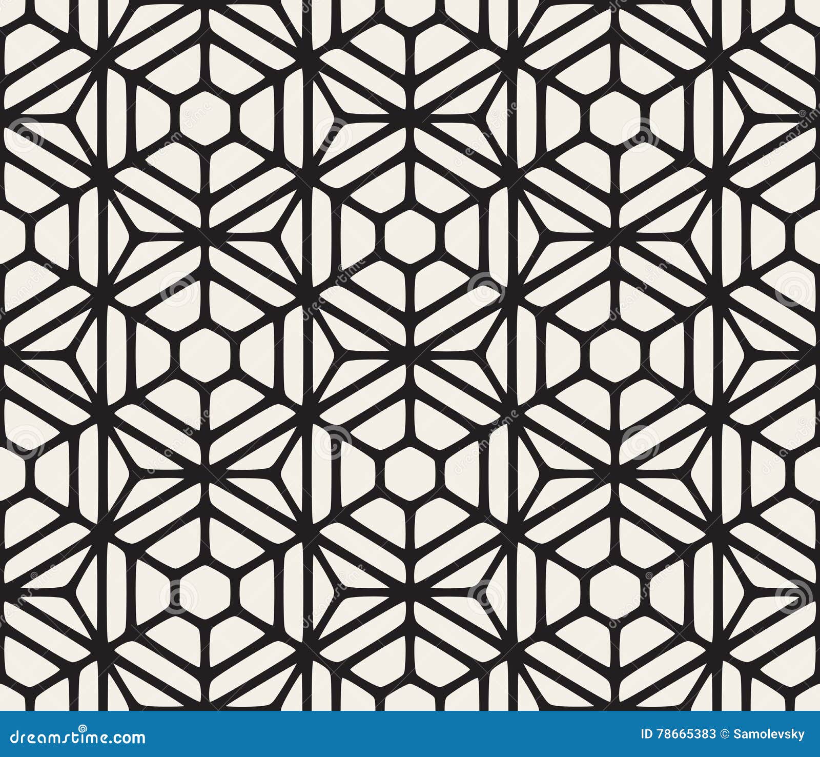 Vector Seamless Black and White Geometric Hexagon Rounded Grid Pattern ...