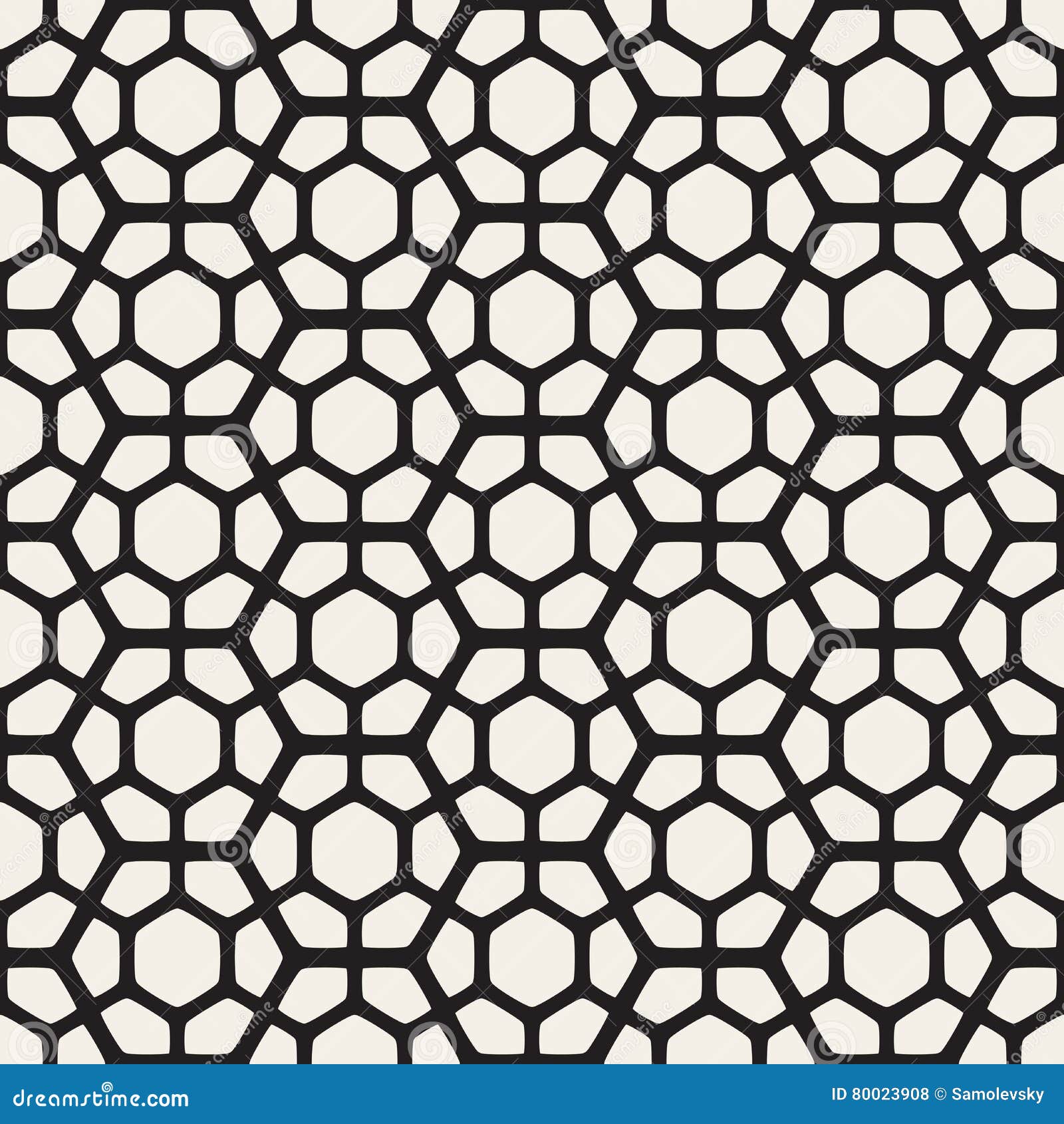 Vector Seamless Black and White Geometric Hexagon Rounded Grid Pattern ...