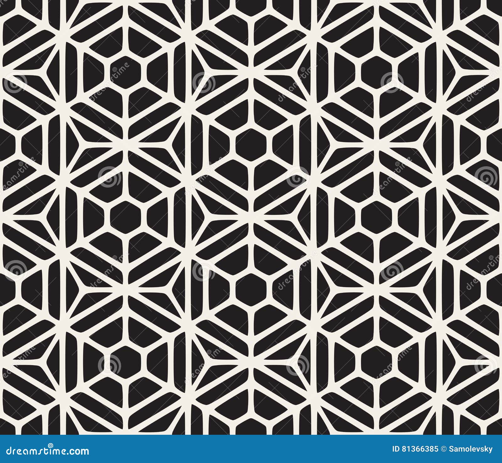 Vector Seamless Black and White Geometric Hexagon Rounded Grid Pattern ...