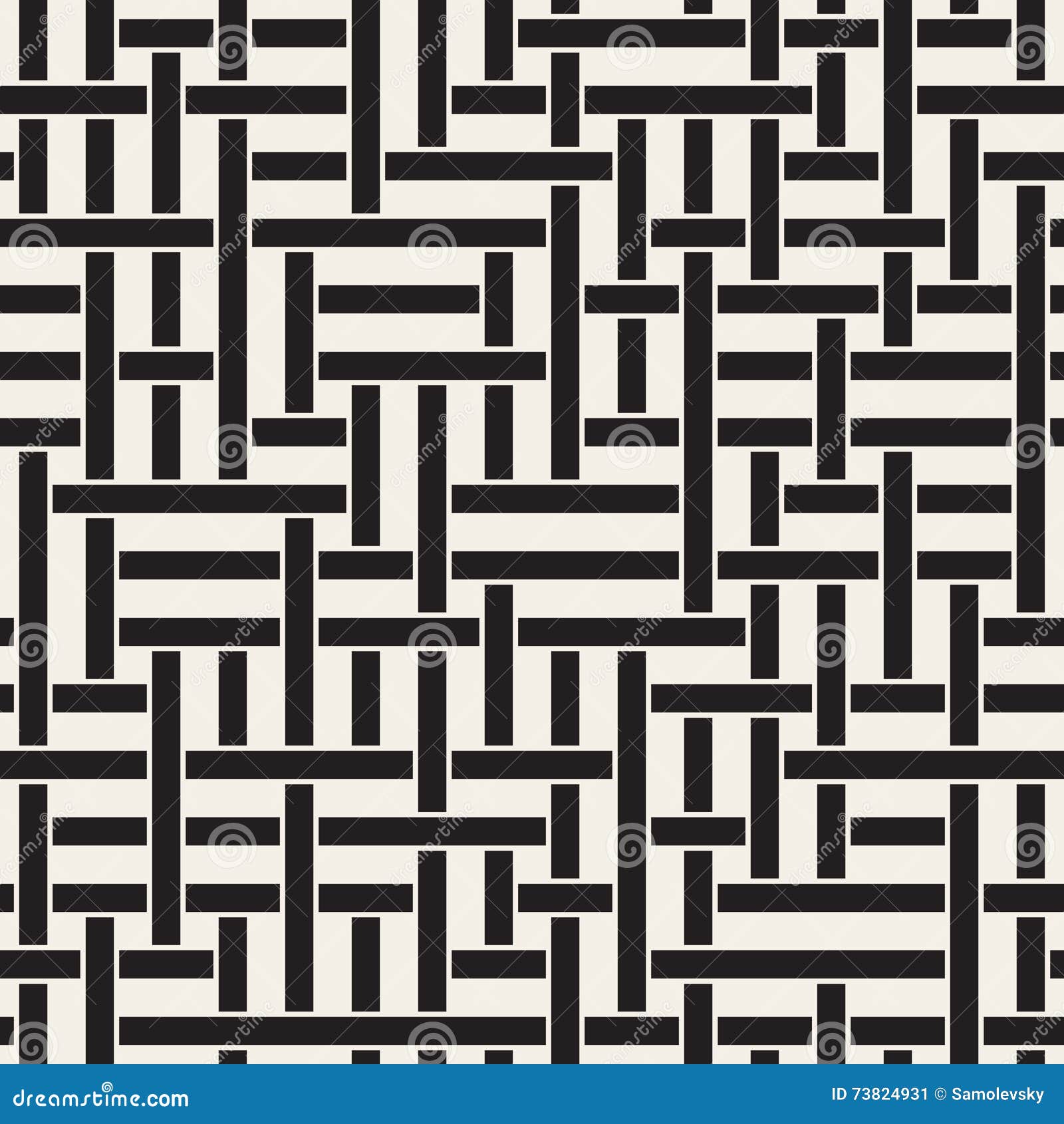 Vector Seamless Black and White Geometric Interlacing Lines Irregular ...