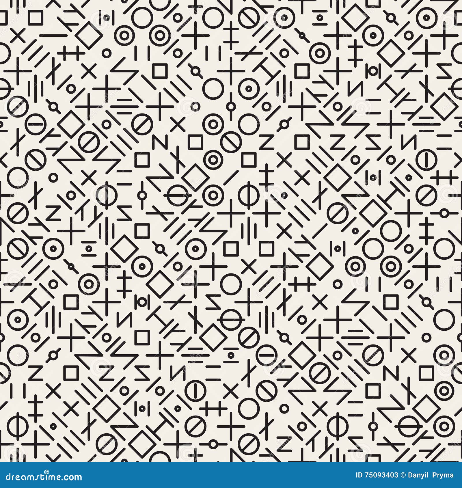 Vector Seamless Black and White Geometric Random Shapes Grid Pattern ...