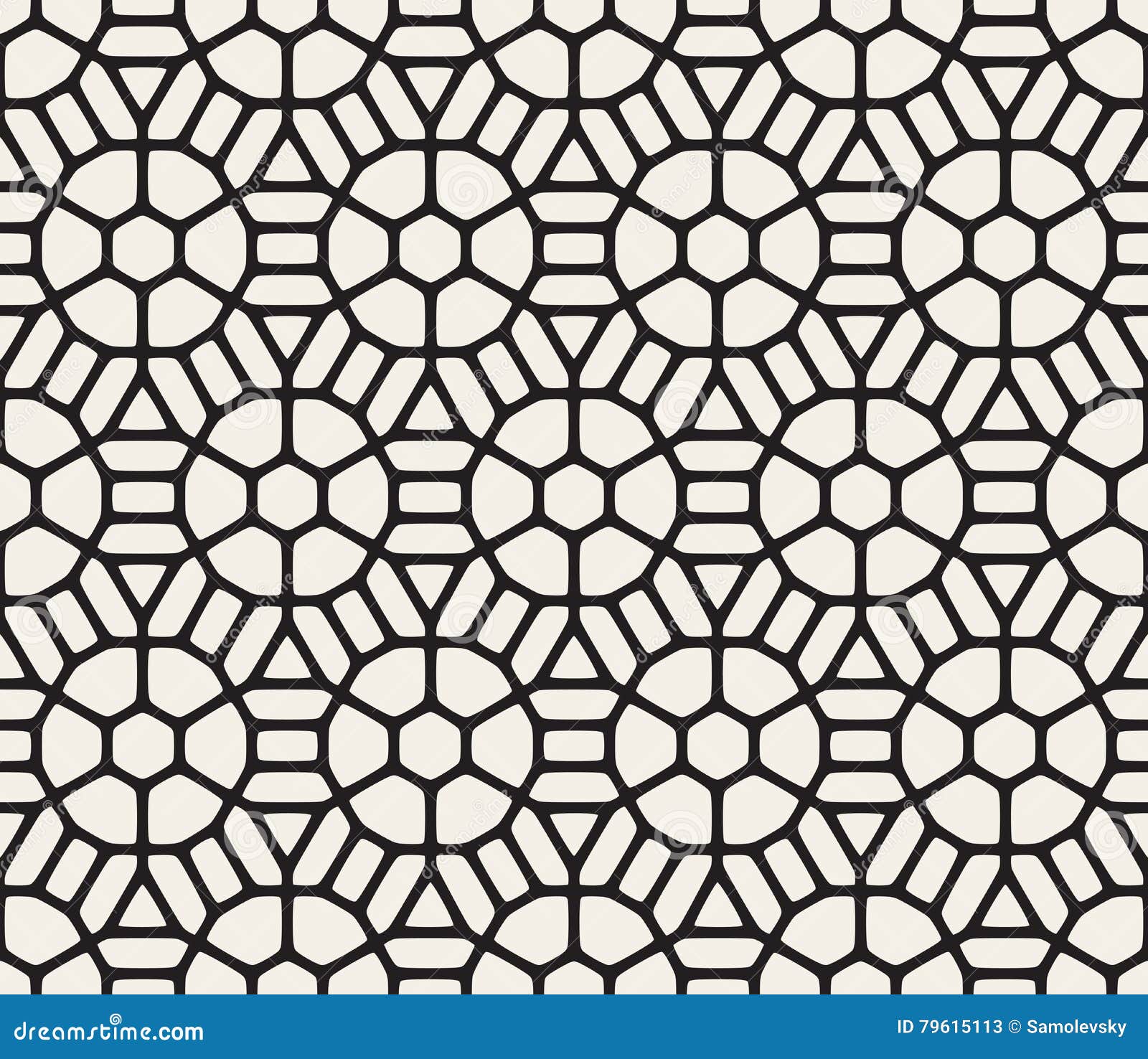 Vector Seamless Black and White Geometric Rounded Grid Pattern Stock ...