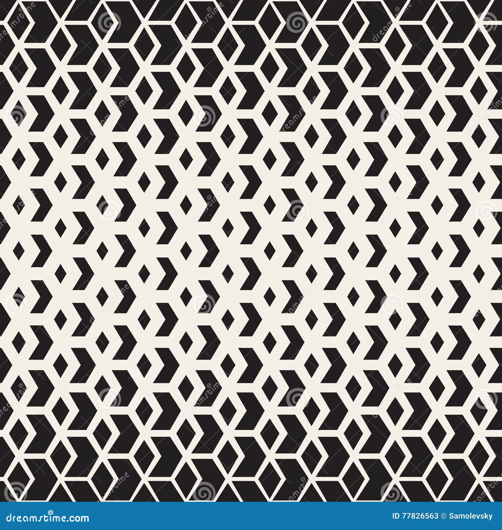 Vector Seamless Black and White Halftone Chevron Grid Pattern Stock ...