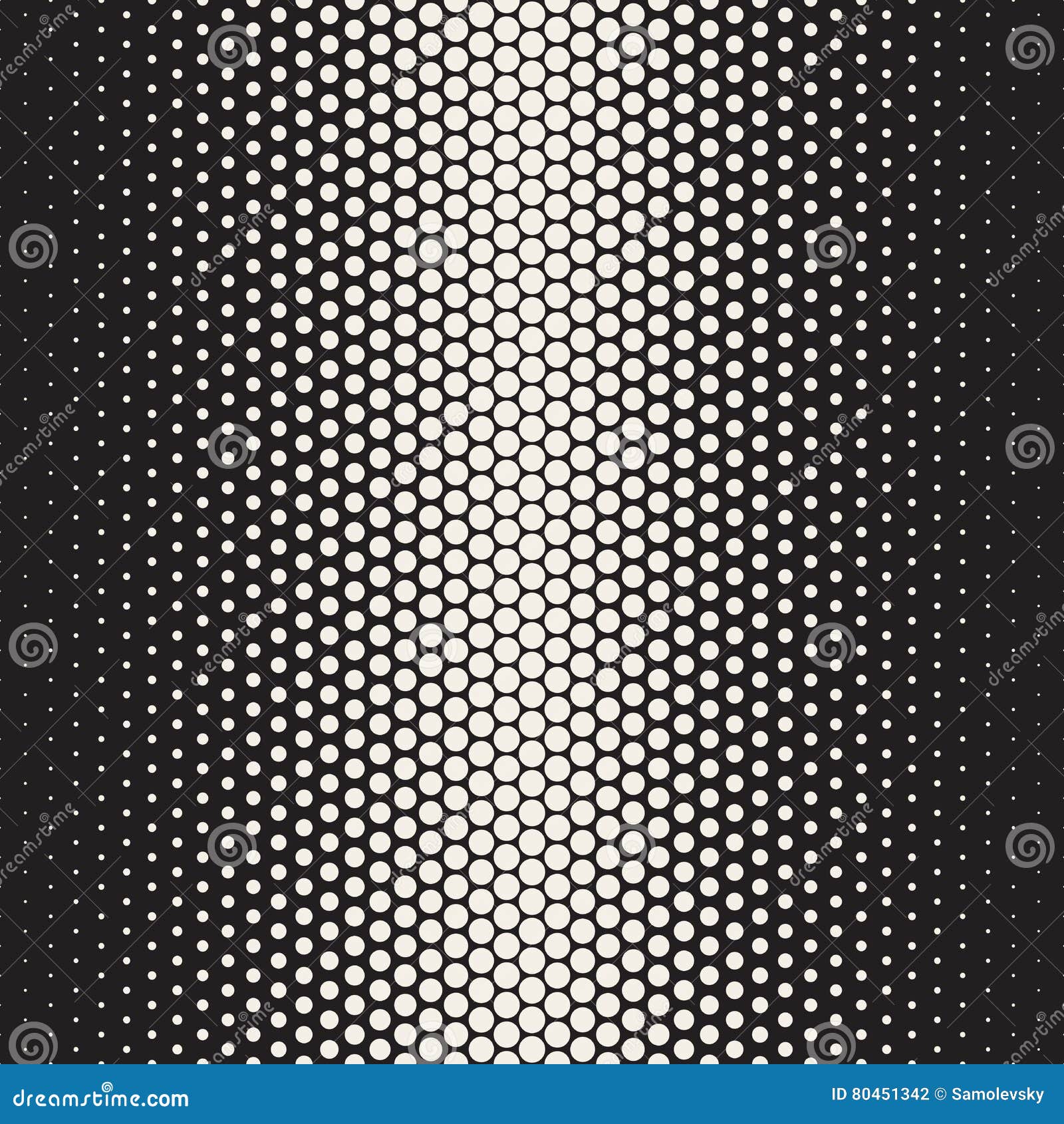Vector Seamless Black and White Halftone Gradient Circles Pattern Stock ...