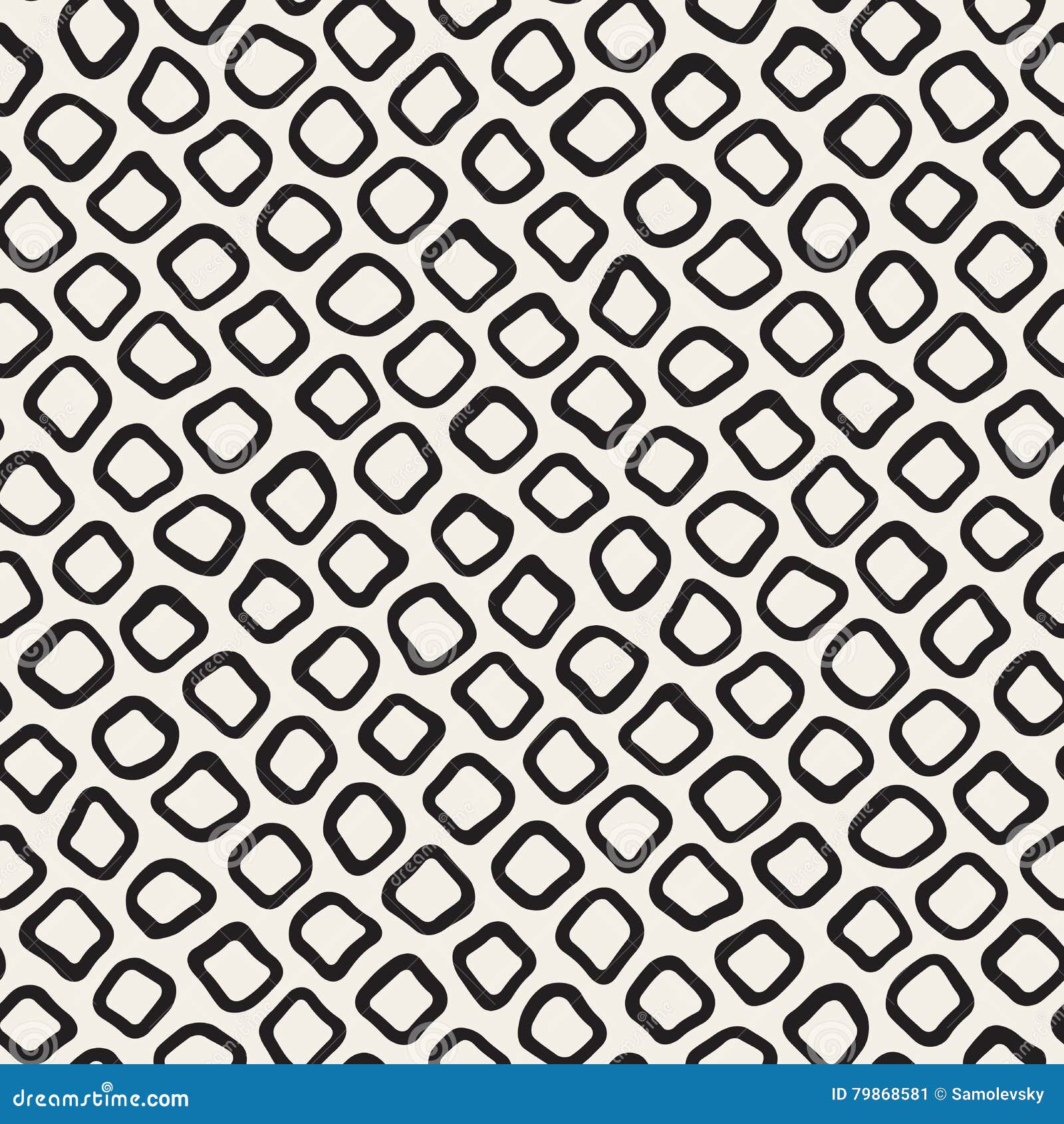 Vector Seamless Black And White Hand Drawn Circles Pattern Stock Vector