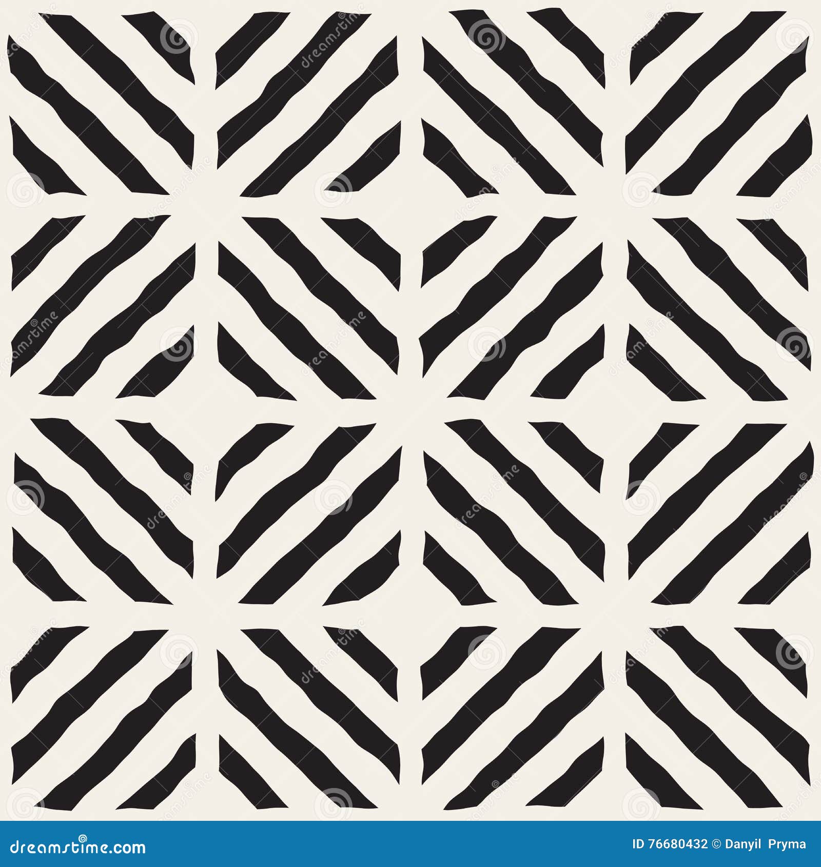 Vector Seamless Black and White Hand Drawn Diagonal Lines Grid Pattern ...