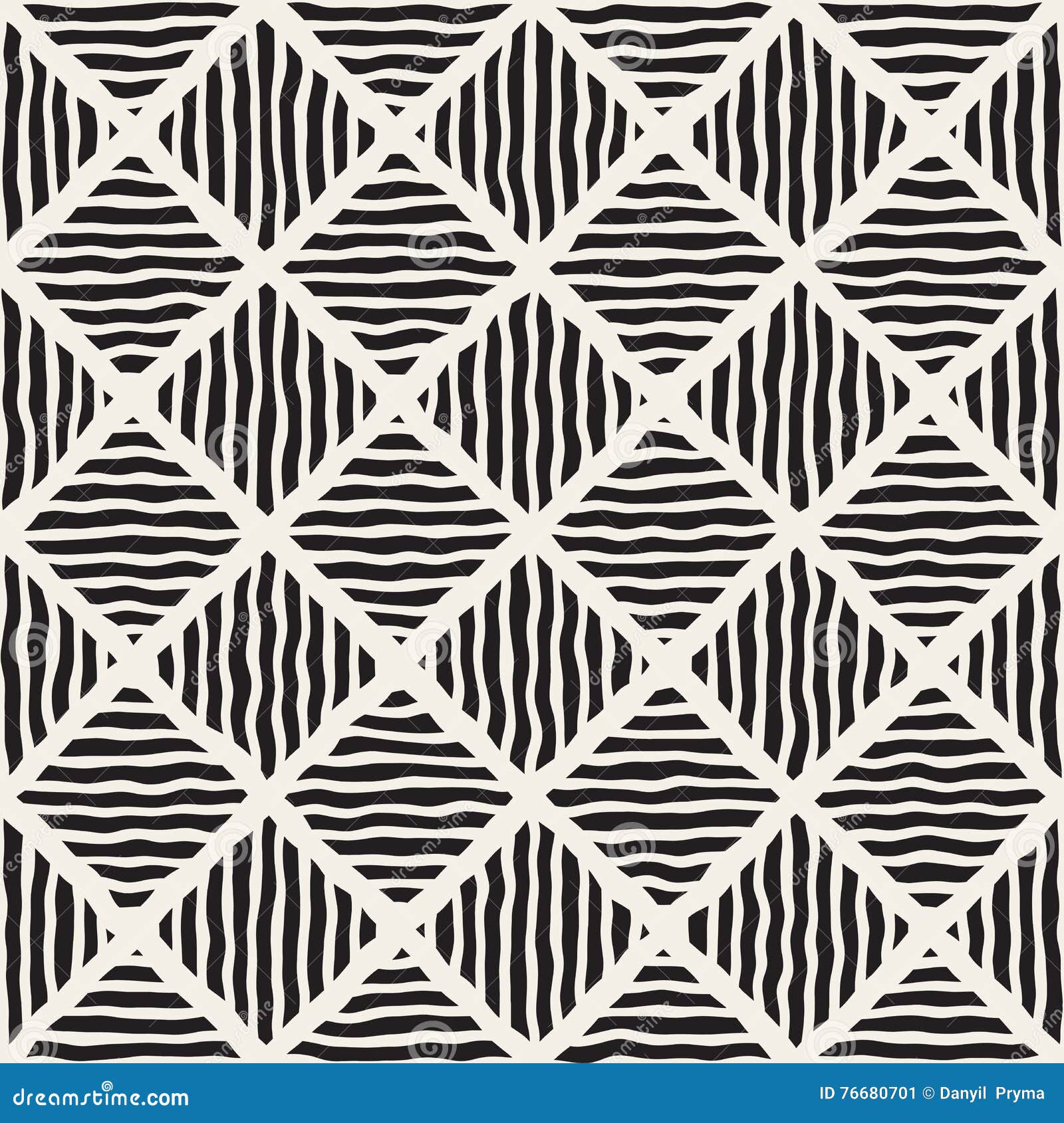 Vector Seamless Black And White Hand Drawn Diagonal Lines Rhombus