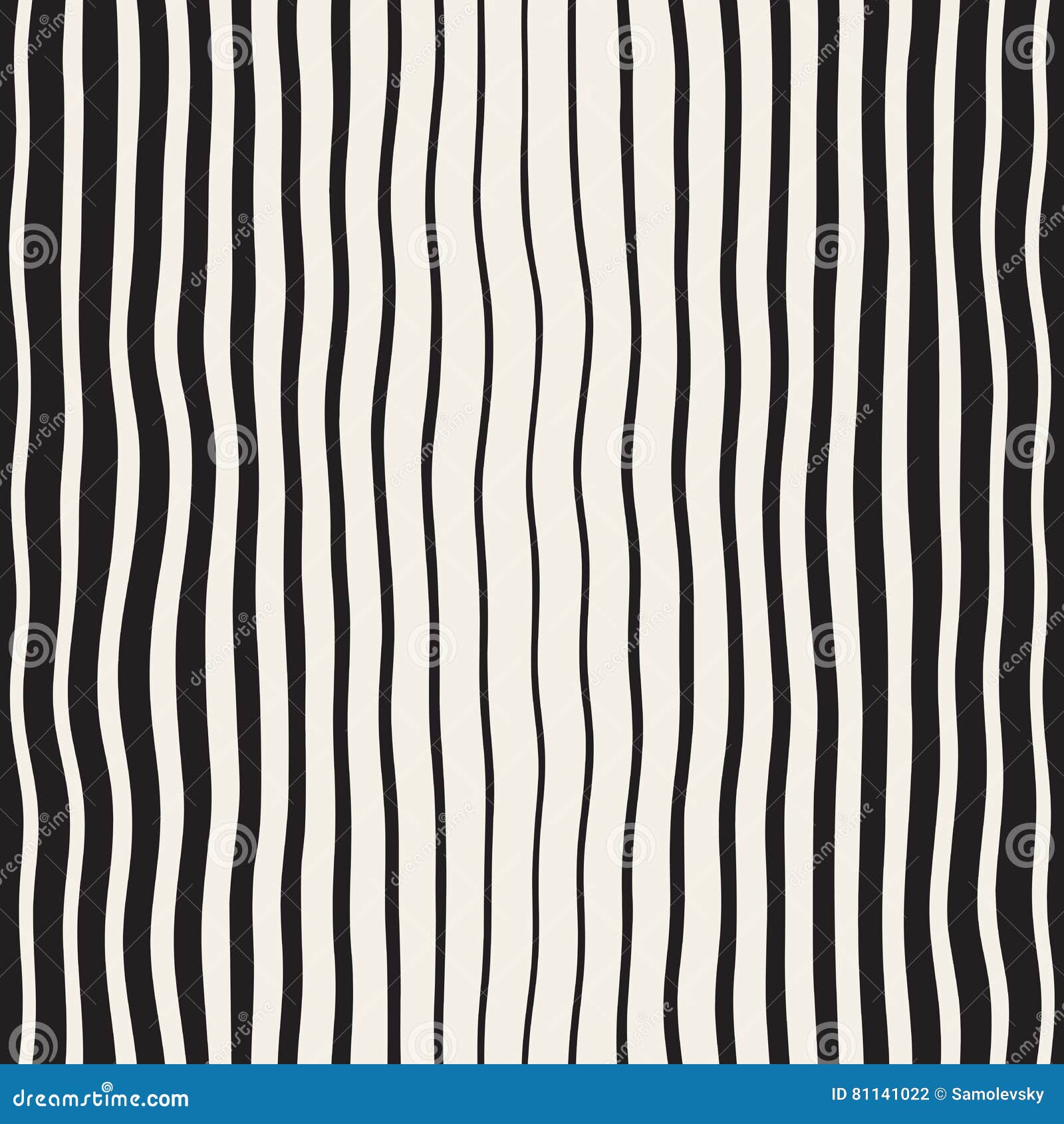 Vector Seamless Black and White Hand Drawn Vertical Wavy Lines Pattern ...
