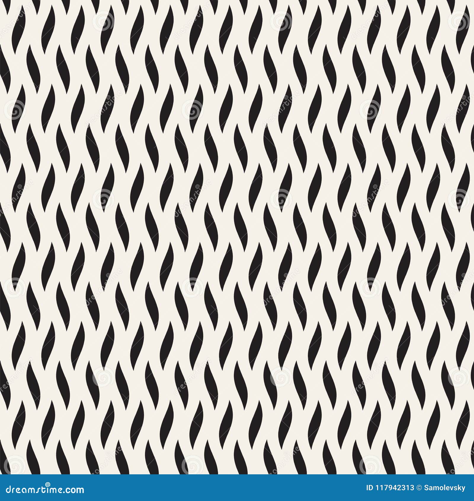 Vector Seamless Black and White Hand Drawn Wavy Lines Pattern Stock ...