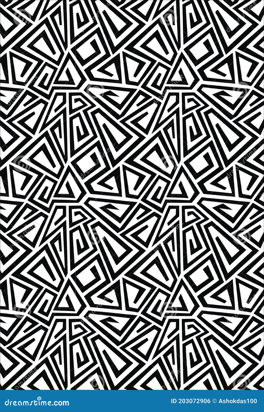 Vector Seamless Black and White Hexagon Triangle Split Lines Halftone ...