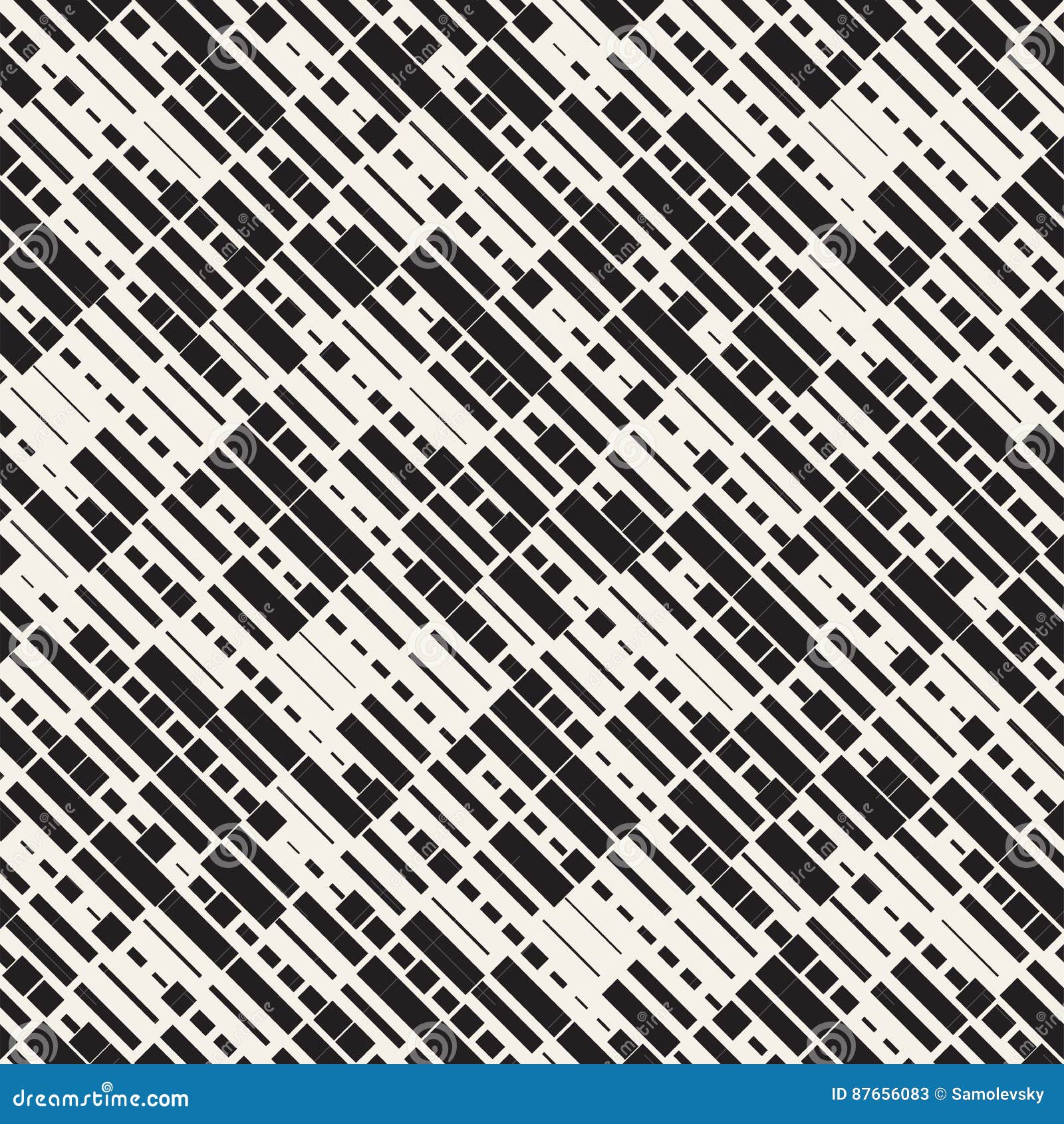 Vector Seamless Black and White Irregular Dash Rectangles Grid Pattern ...