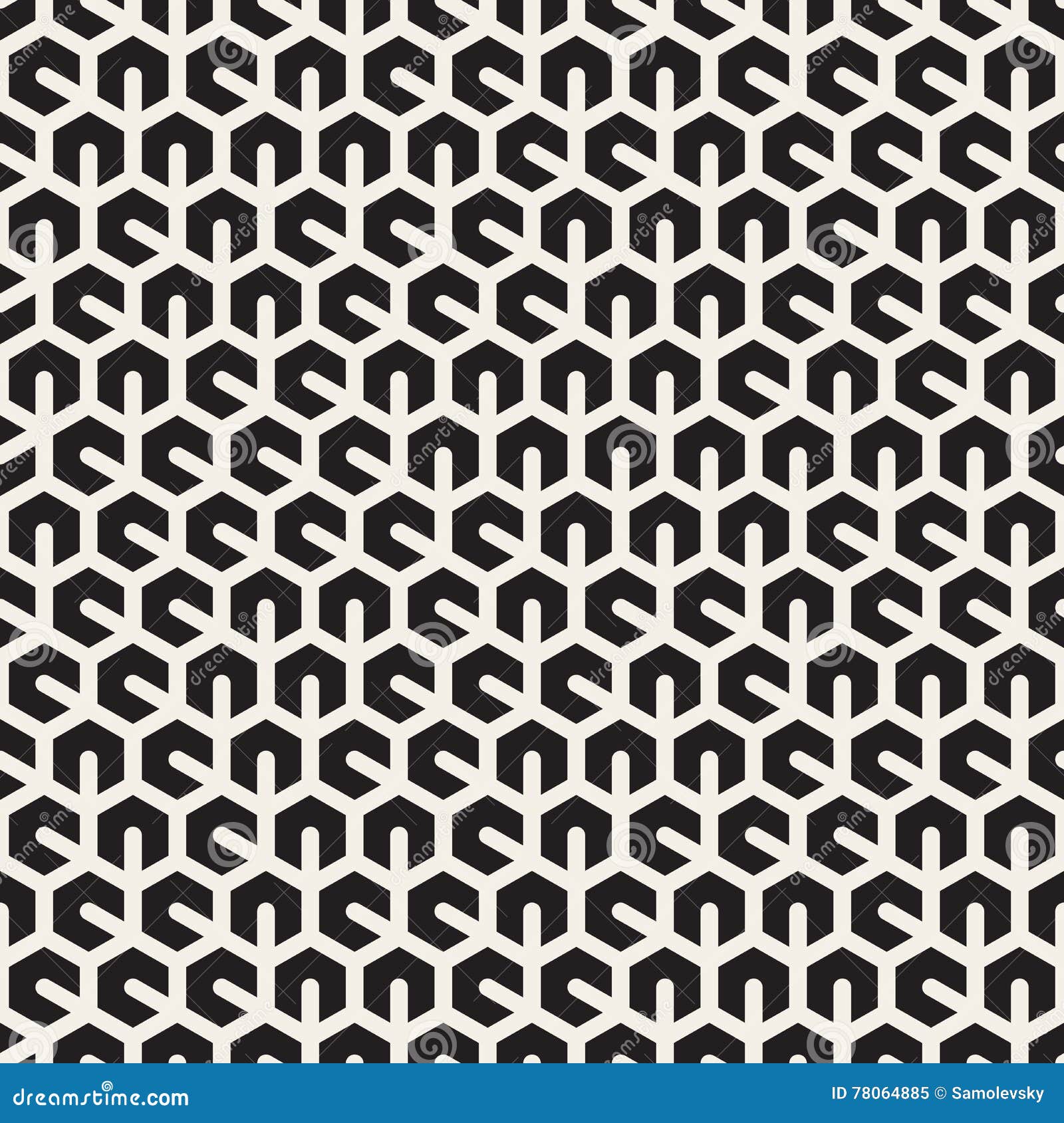 Vector Seamless Black and White Irregular Hexagonal Grid Pattern Stock ...