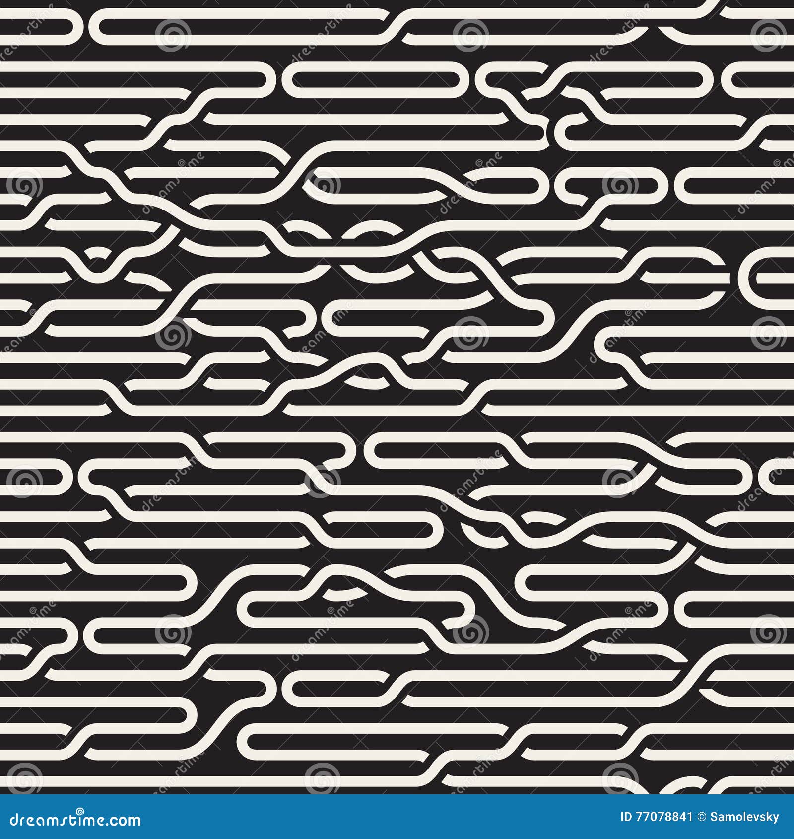Vector Seamless Black and White Irregular Horizontal Braid Lines ...
