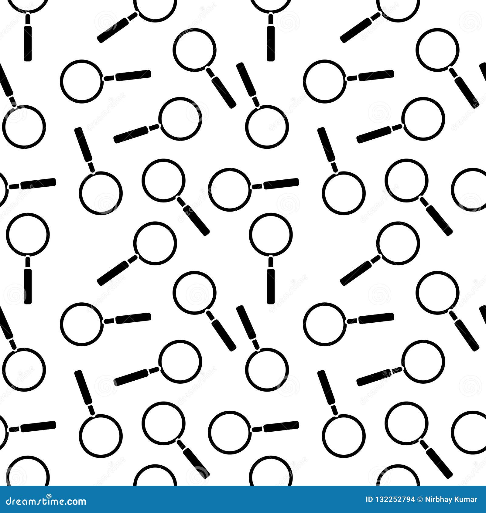 Vector Seamless Black and White Magnifying Glass Pattern Background ...