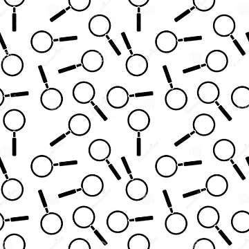 Vector Seamless Black and White Magnifying Glass Pattern Background ...