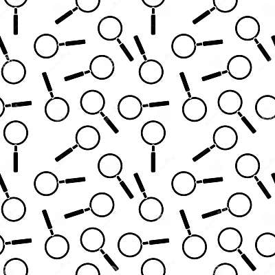 Vector Seamless Black and White Magnifying Glass Pattern Background ...