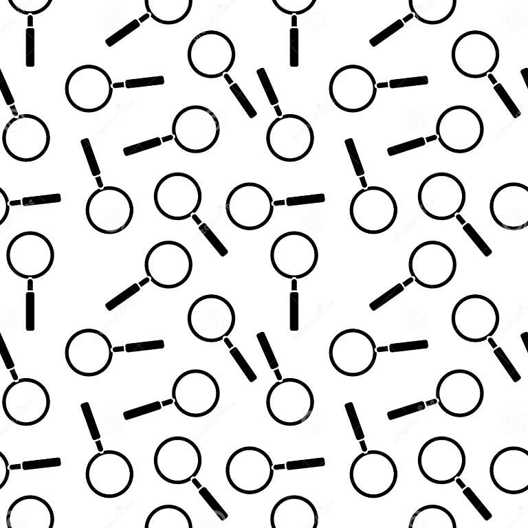 Vector Seamless Black and White Magnifying Glass Pattern Background ...