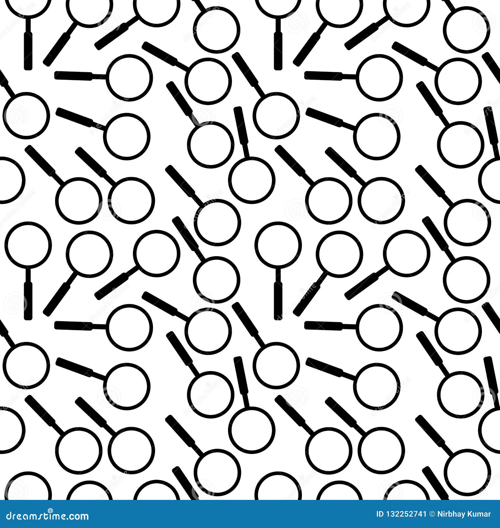 Vector Seamless Black and White Magnifying Glass Pattern Background ...