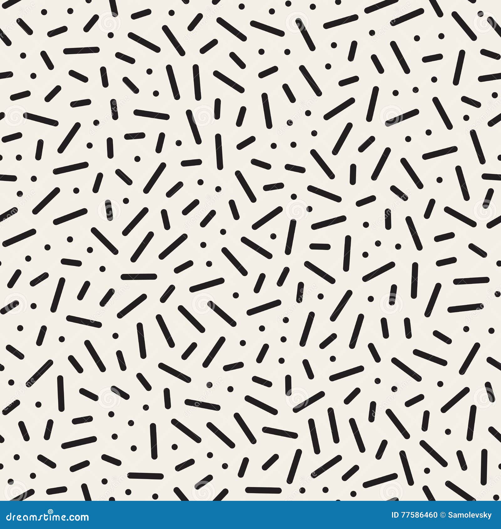 Vector Seamless Black and White Memphis Lines Circles Jumble Pattern ...