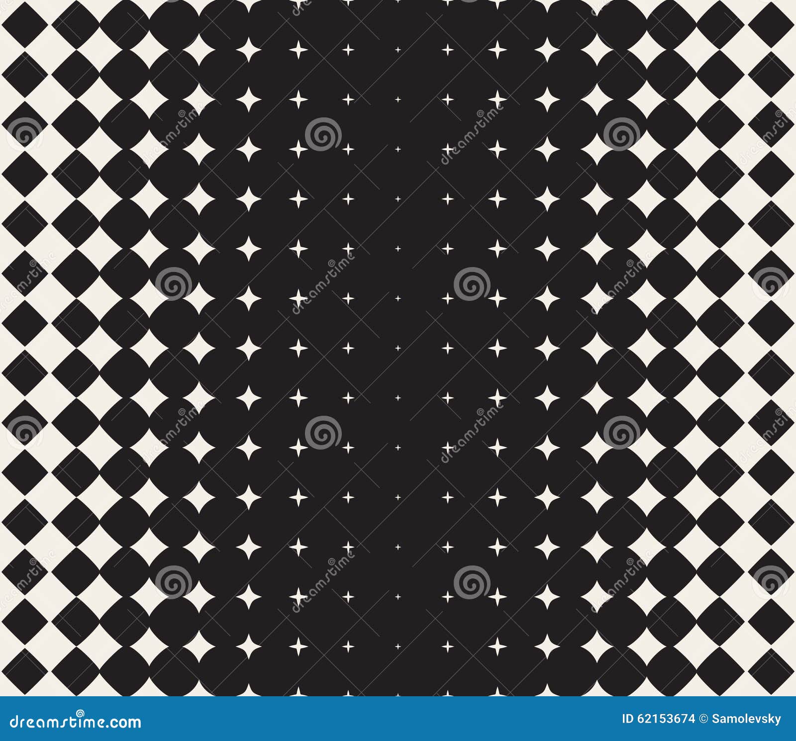 Vector Seamless Black and White Morphing Star Halftone Grid Gradient ...