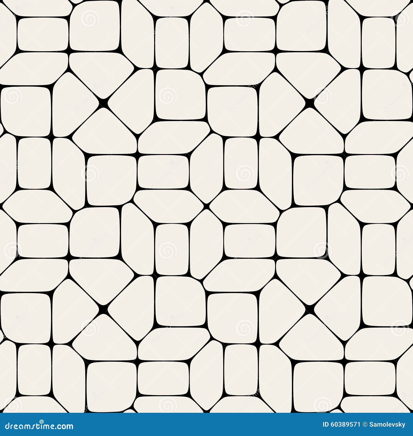 Vector Seamless Black and White Mosaic Pavement Pattern Stock Vector ...