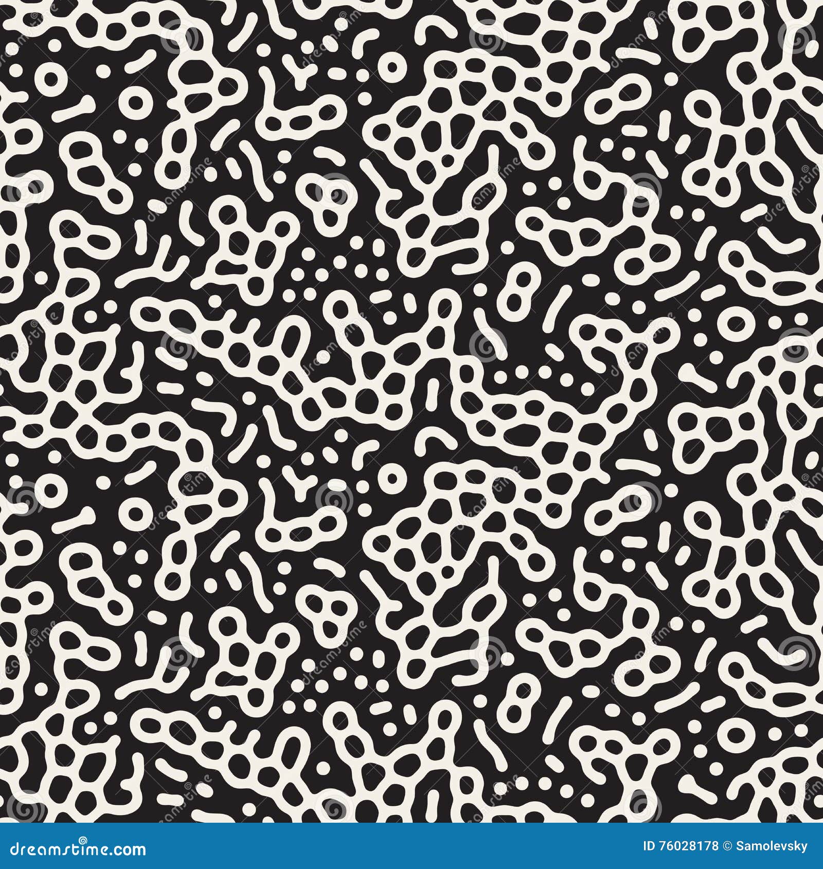 Vector Seamless Black And White Organic Lines Pattern Stock Vector