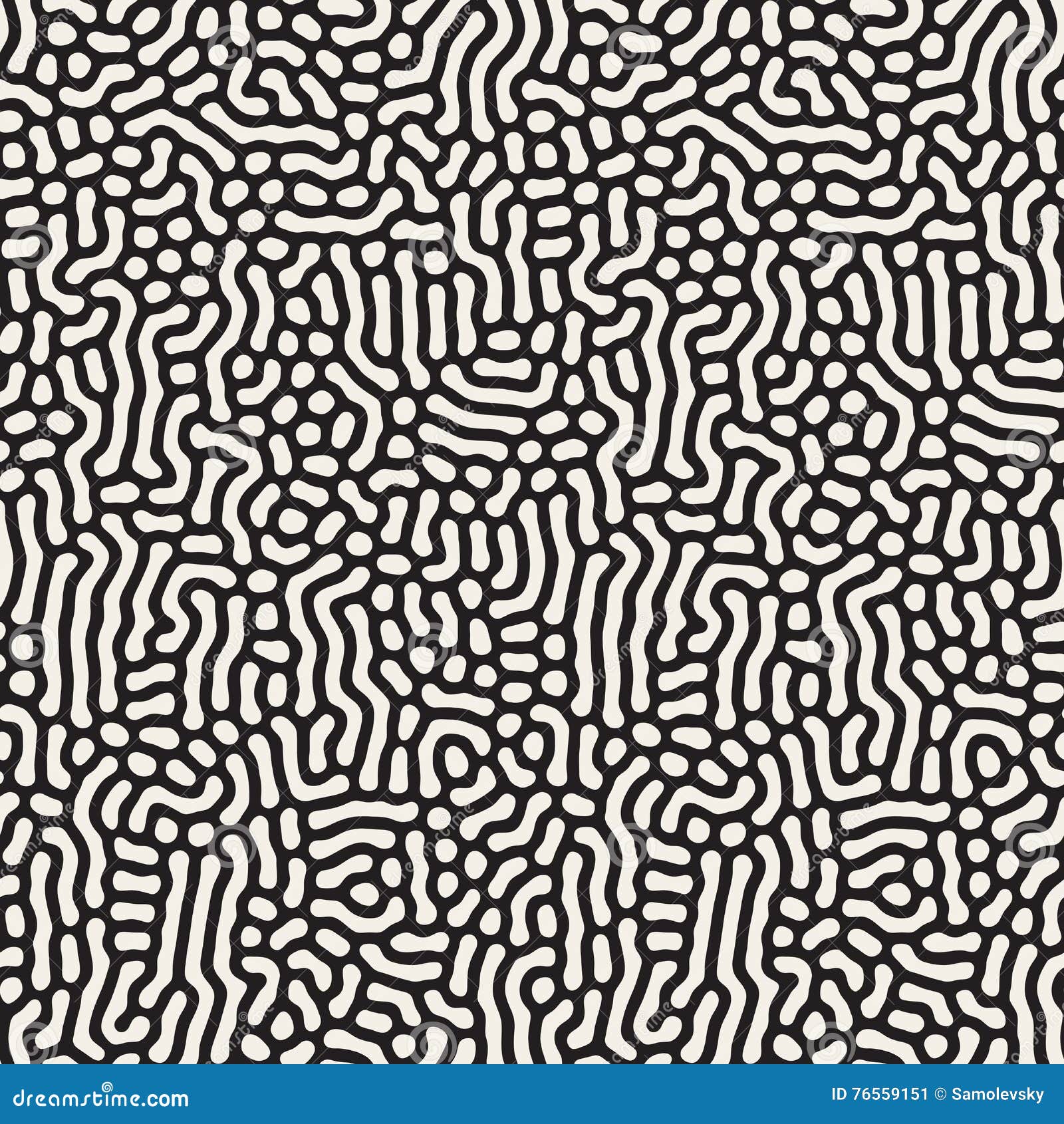 Vector Seamless Black and White Organic Lines Pattern Stock Vector ...