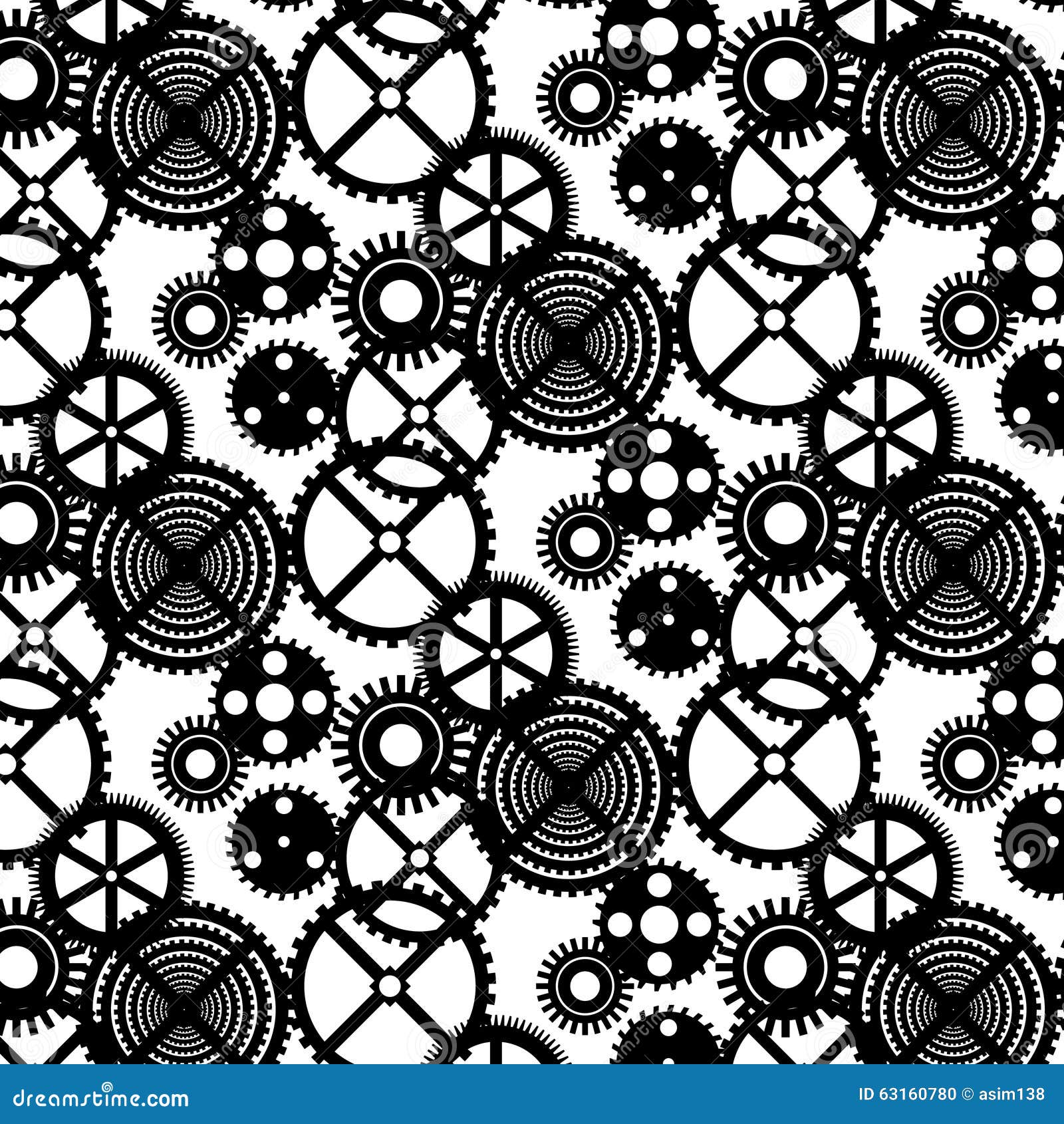 Vector Seamless Black and White Pattern with Gears Stock Vector ...