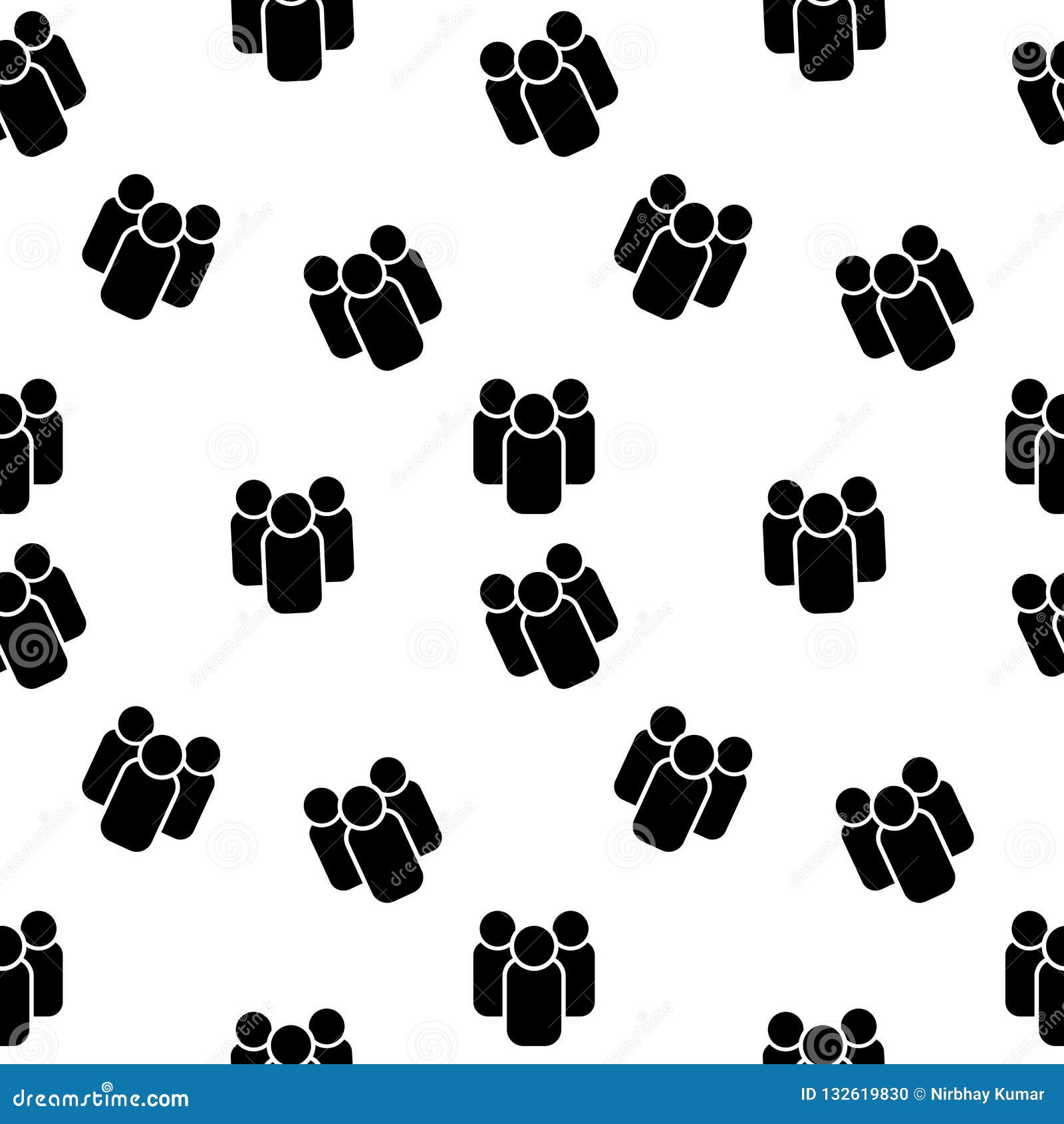 Vector Seamless Black and White People Pattern Background Stock Vector ...