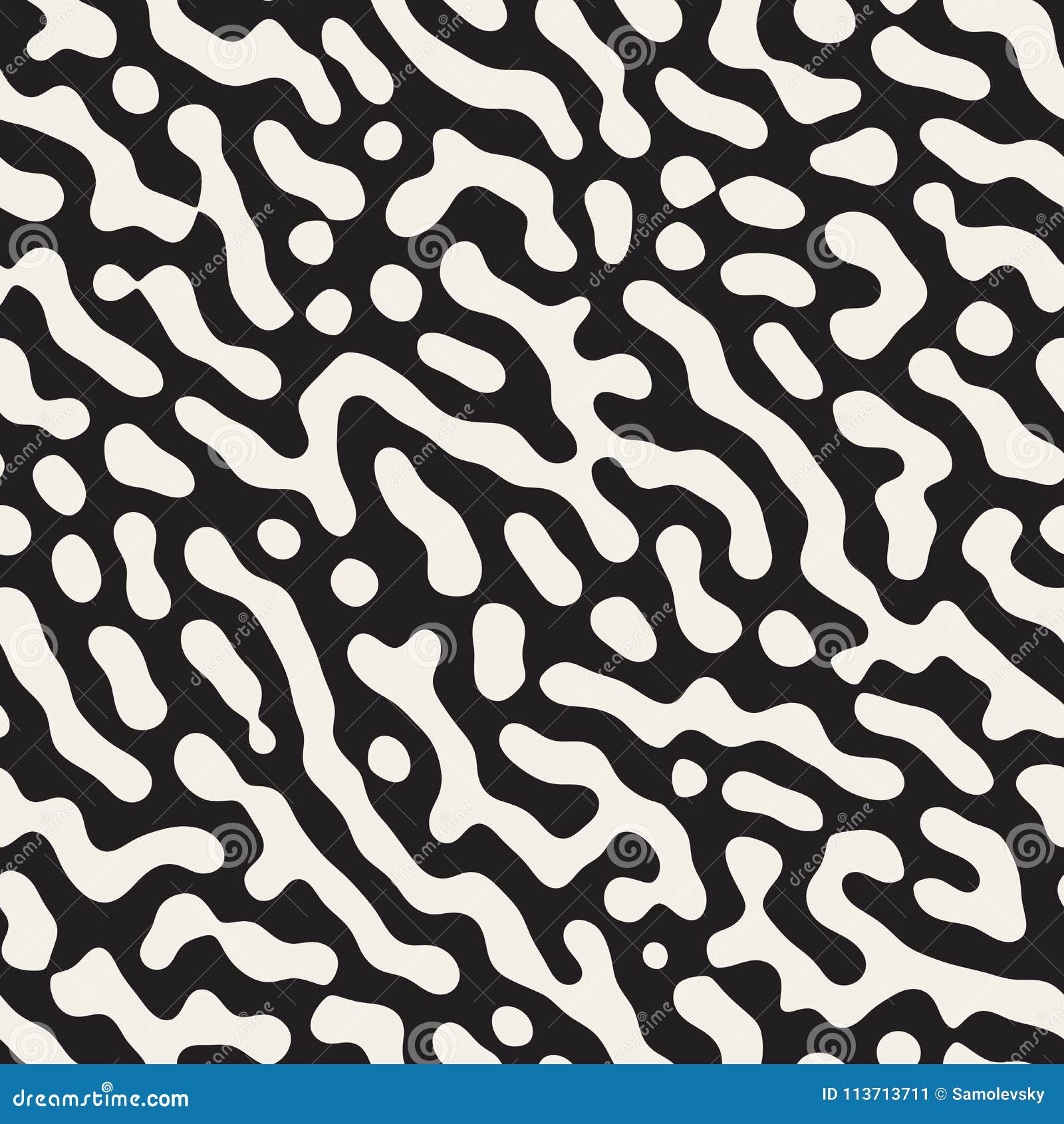 Vector Seamless Black and White Random Drips Pattern Stock Illustration ...