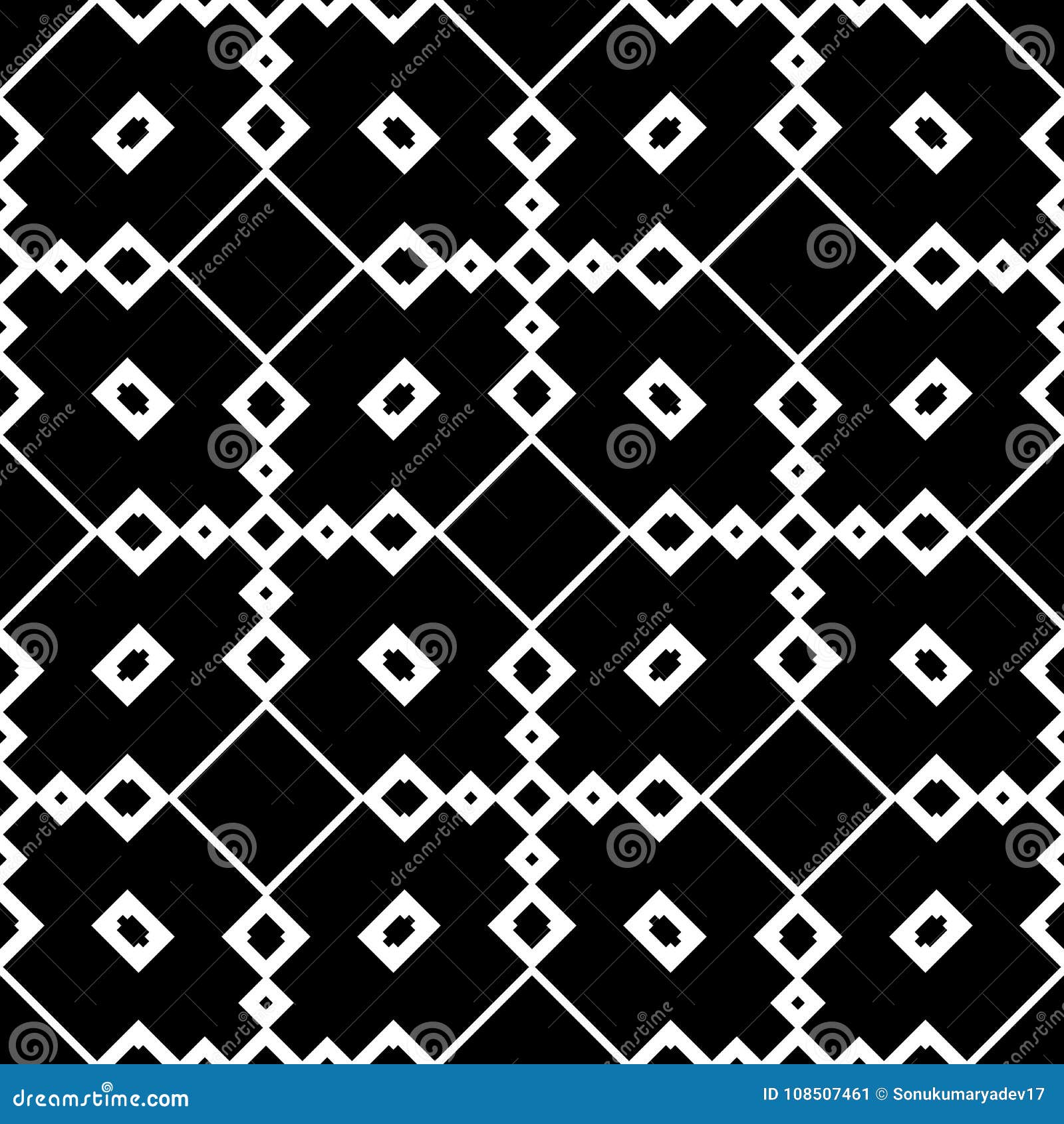 Vector Seamless Black & White Retro Pattern Design Stock Vector ...
