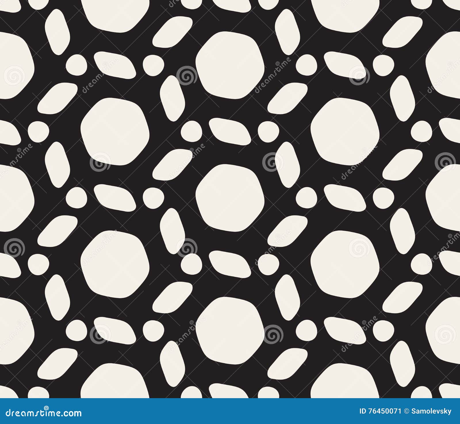 Vector Seamless Black and White Rounded Lines Pattern Stock Vector ...