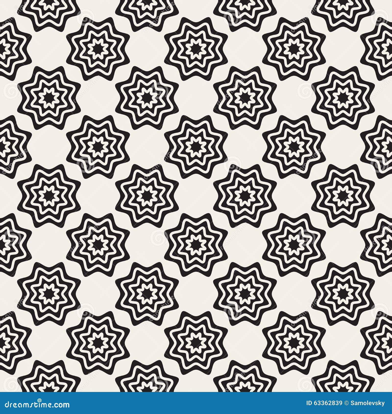 Vector Seamless Black and White Rounded Star Burst Lines Shape Pattern ...